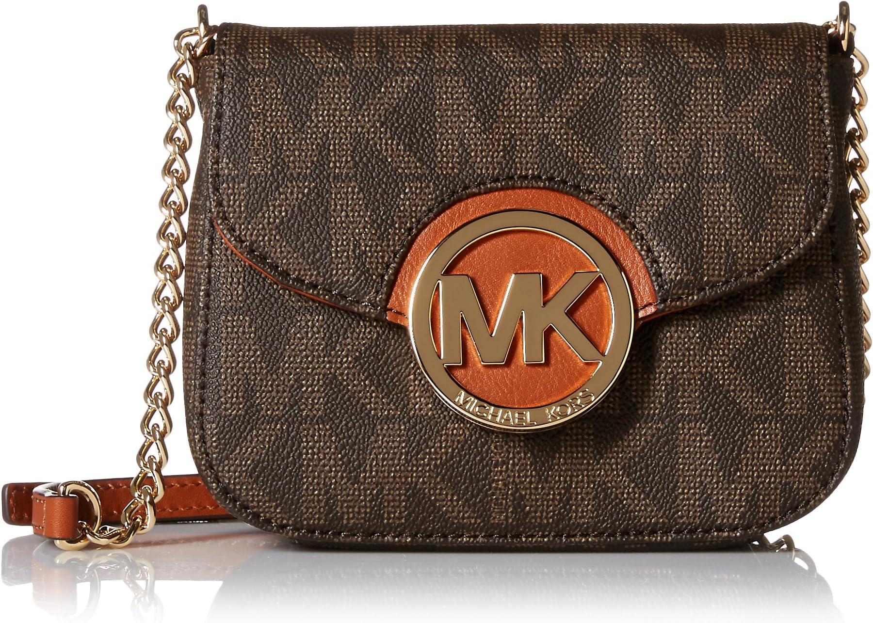 Michael Kors Emilia Small Saddle Flap Bag Crossbody Vanilla Signature ...