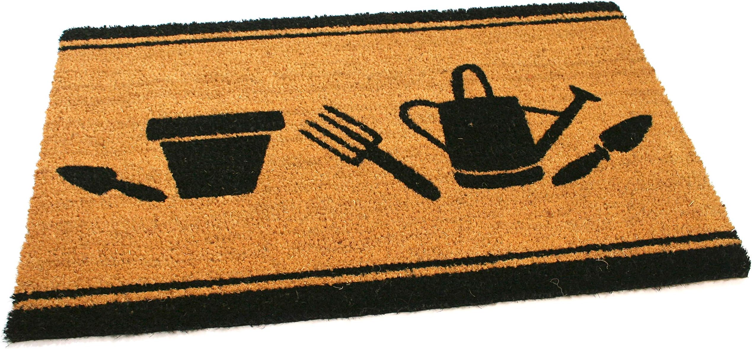 Black Ginger Large, Thick, Decorative, Patterned Coir Door Mats with ...
