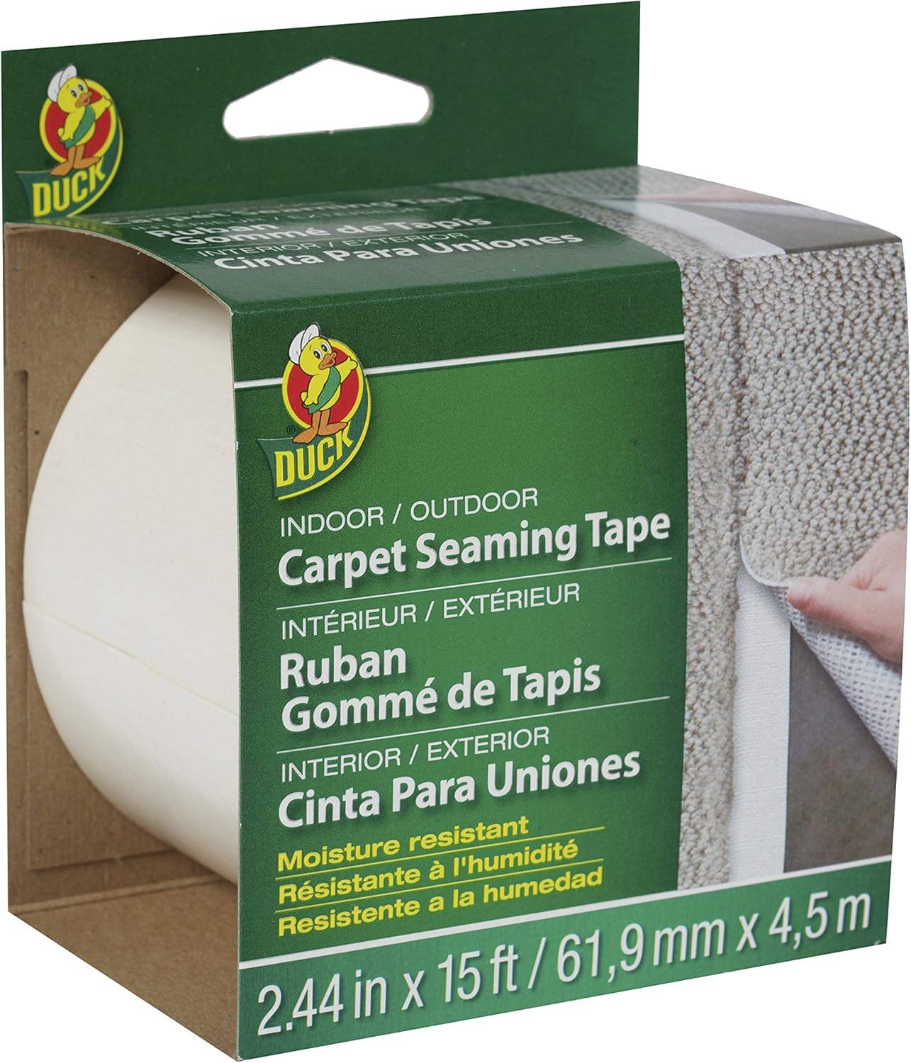 Duck 286519 Self-Adhesive Fiberglass Carpet Seaming Tape, 2.44"x 15 ...