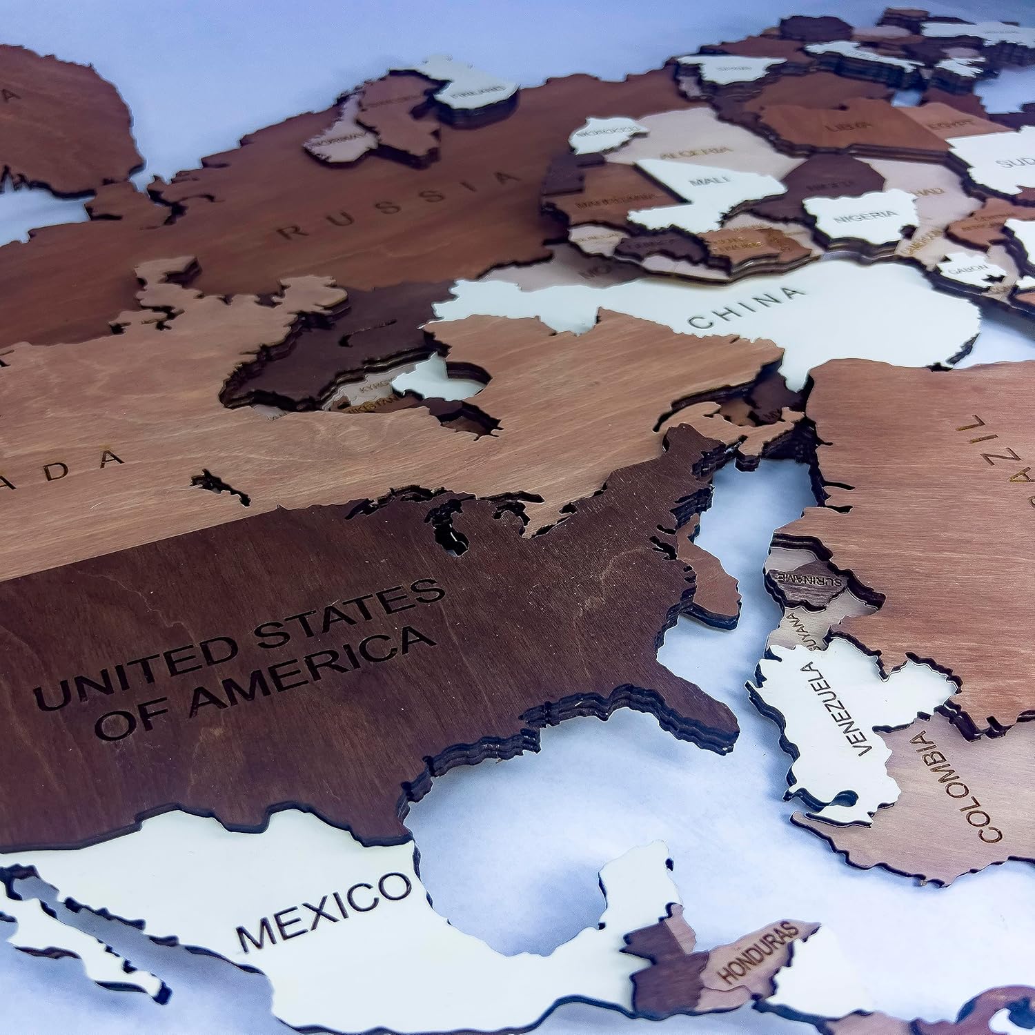 Large 3D Wooden World Map Wall Art - Brown, 59 x Nepal | Ubuy