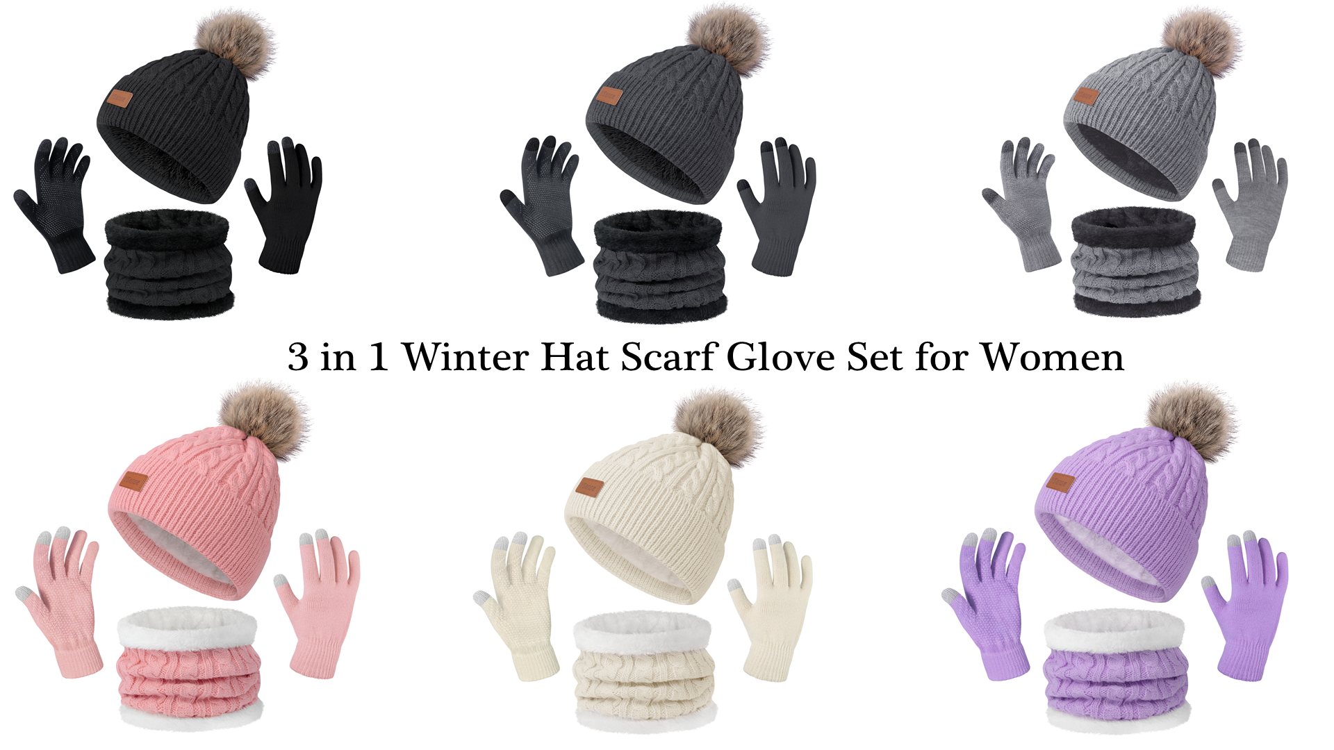 Watch 3 in 1 Winter Hat Scarf Glove Set for Women on Amazon Live