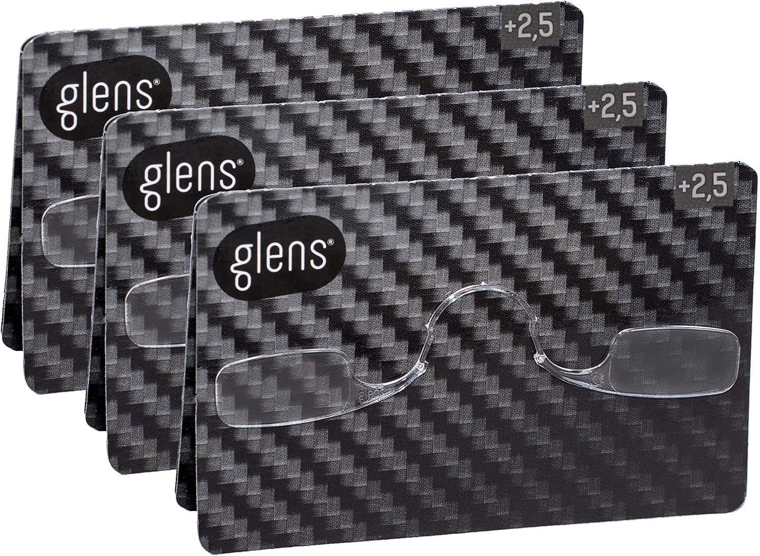 glens Mini Lesebrille | Lesebrille +2.5 in Carbon Pack | Packung mit 3 ...