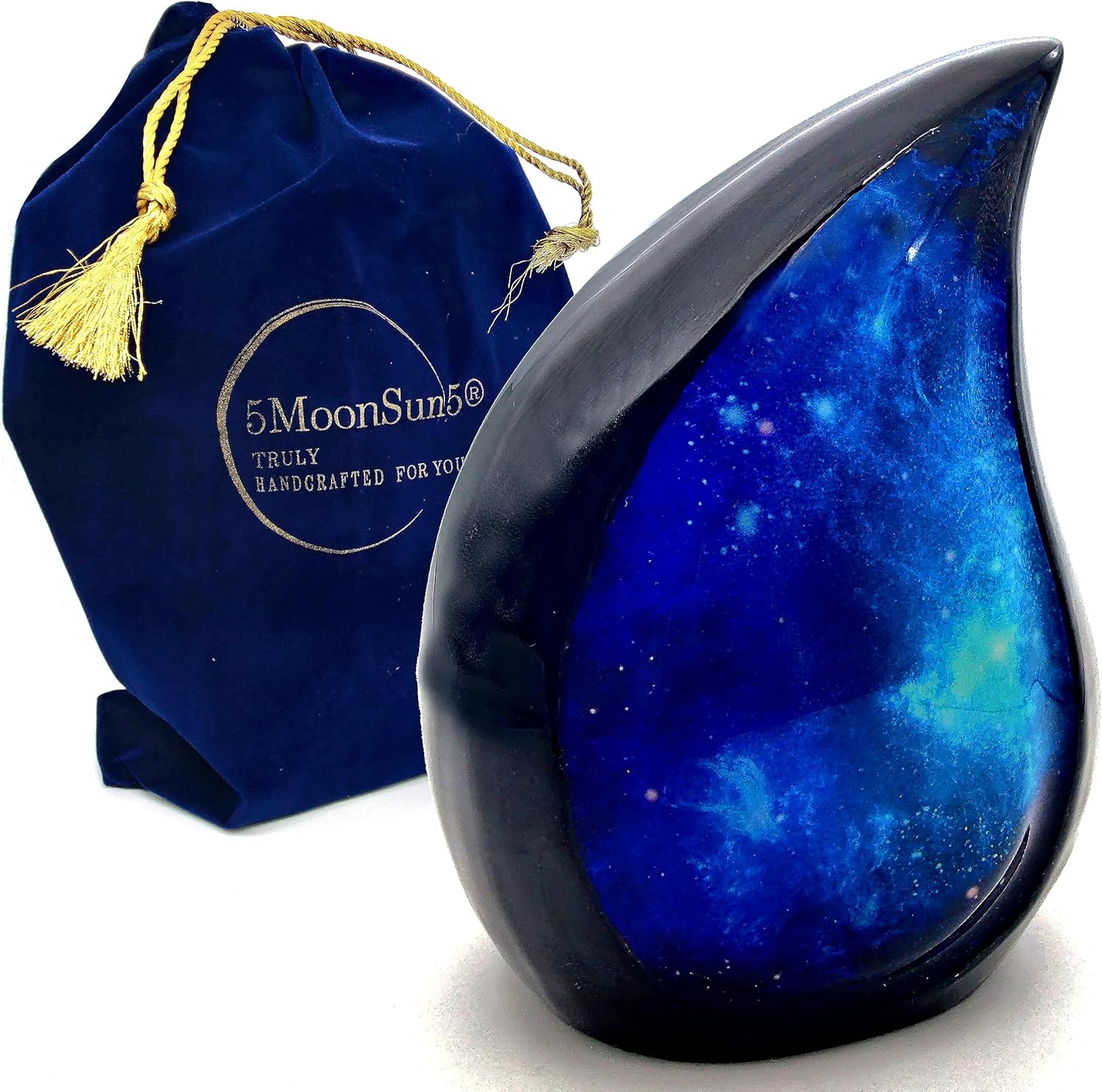 Galaxy Teardrop Uneral Cremation Urn with Velvet Bag, Keepsake Urn for ...