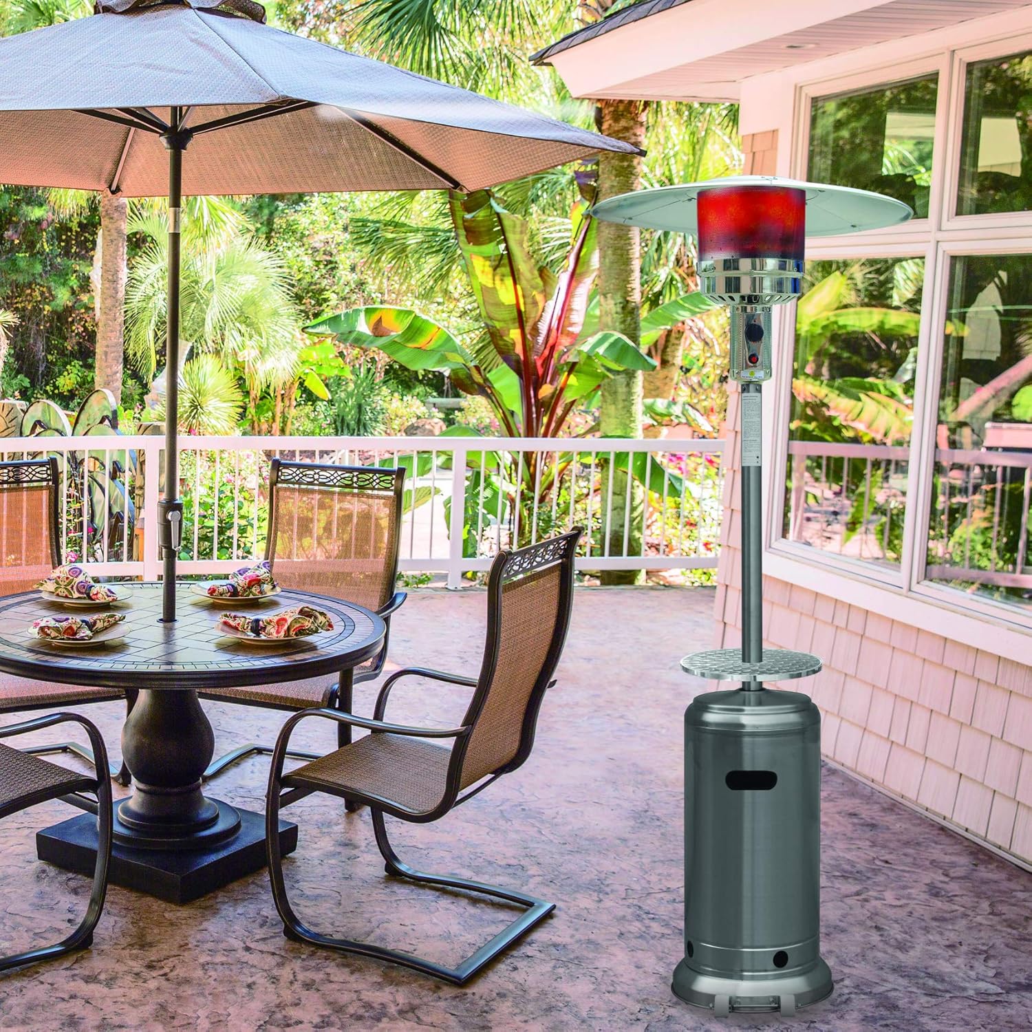 Amazon.com : Hanover 7-Ft. 48,000 BTU Steel Propane Portable Patio ...