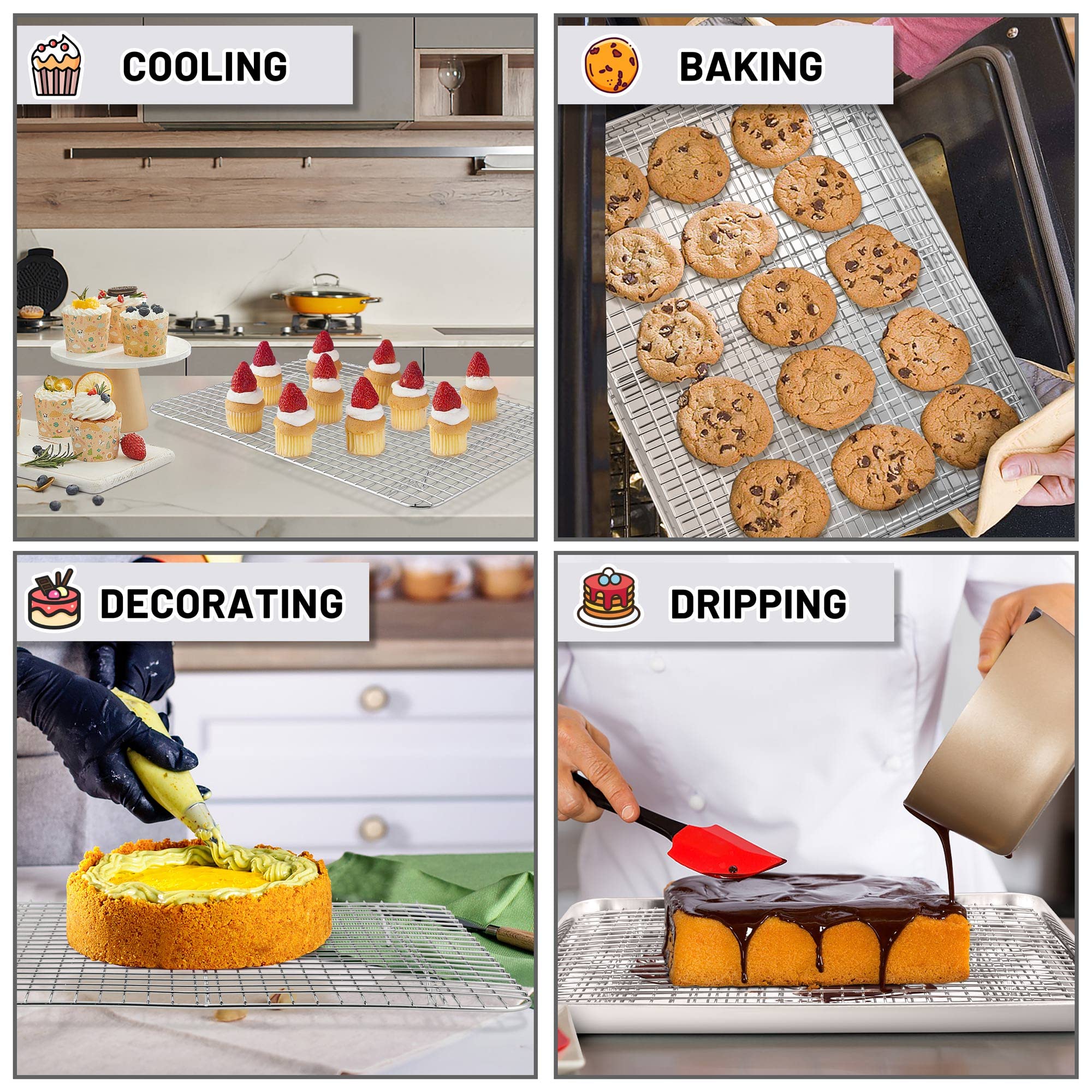 Snapklik.com : Cooling Racks, 2 Pack Stainless Steel Grid Wire Rack For ...