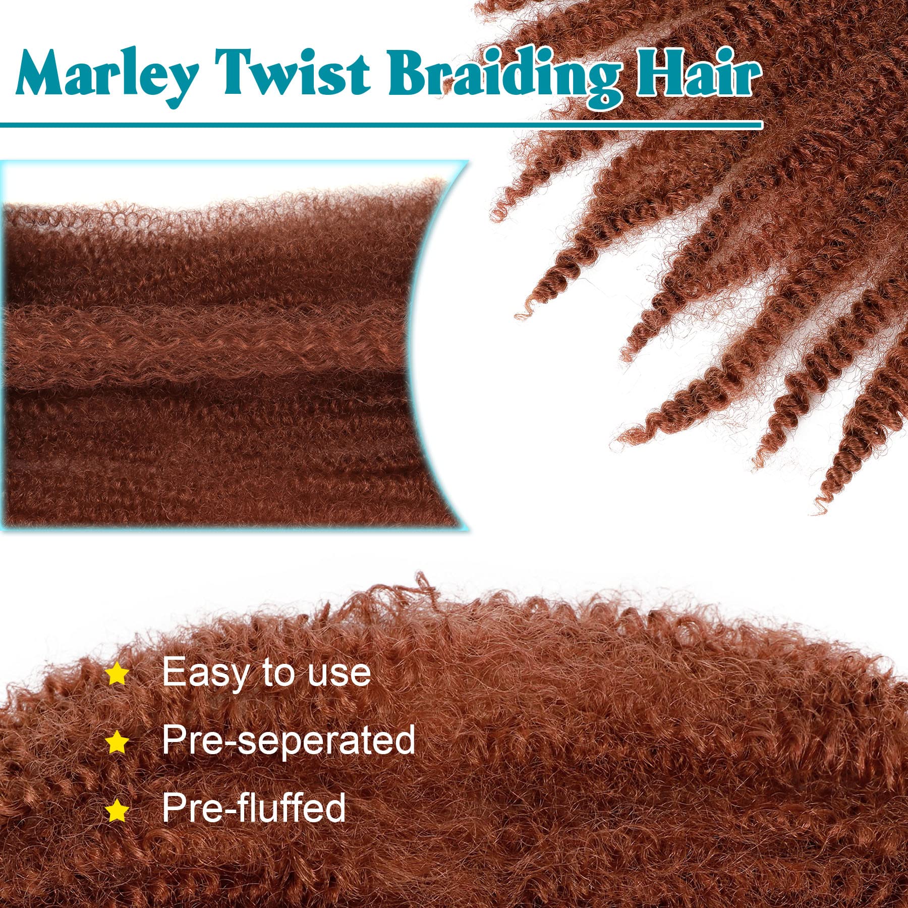 Snapklik.com : Ginger Marley Hair, Marley Twist Braiding Hair 14 Inch 7 ...