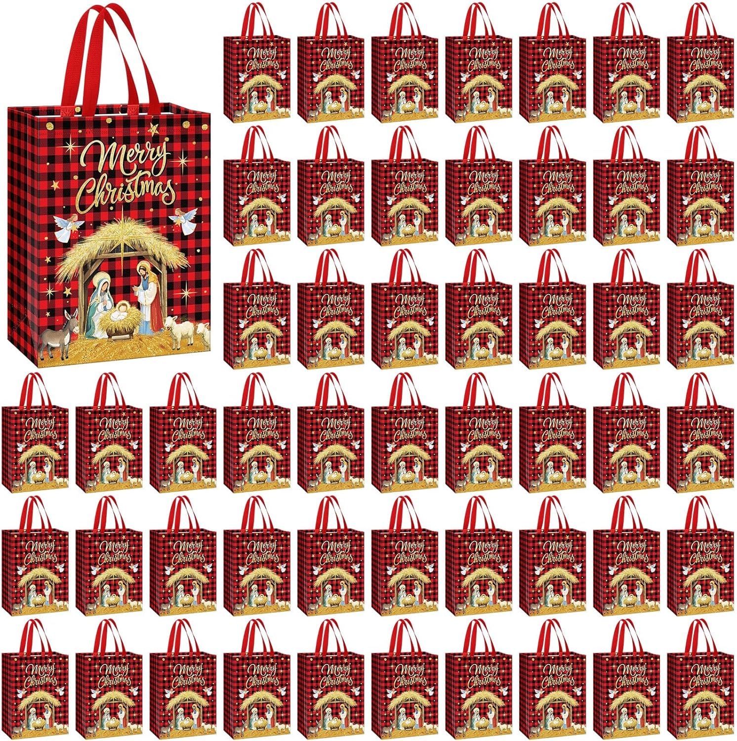 Amazon.com: Paterr 50 Pcs Christmas Nativity Gift Bags Bulk Joy to the ...