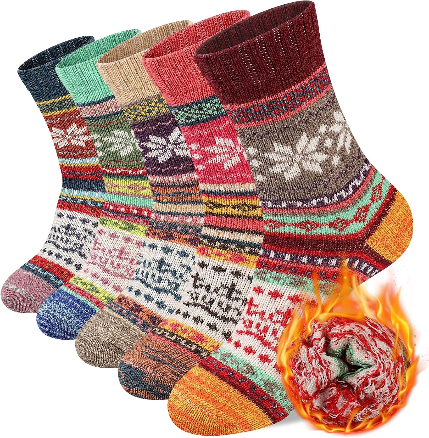 Amazon.com: Heatuff Womens Thick Wool Socks Thermal Warm Winter Crew ...