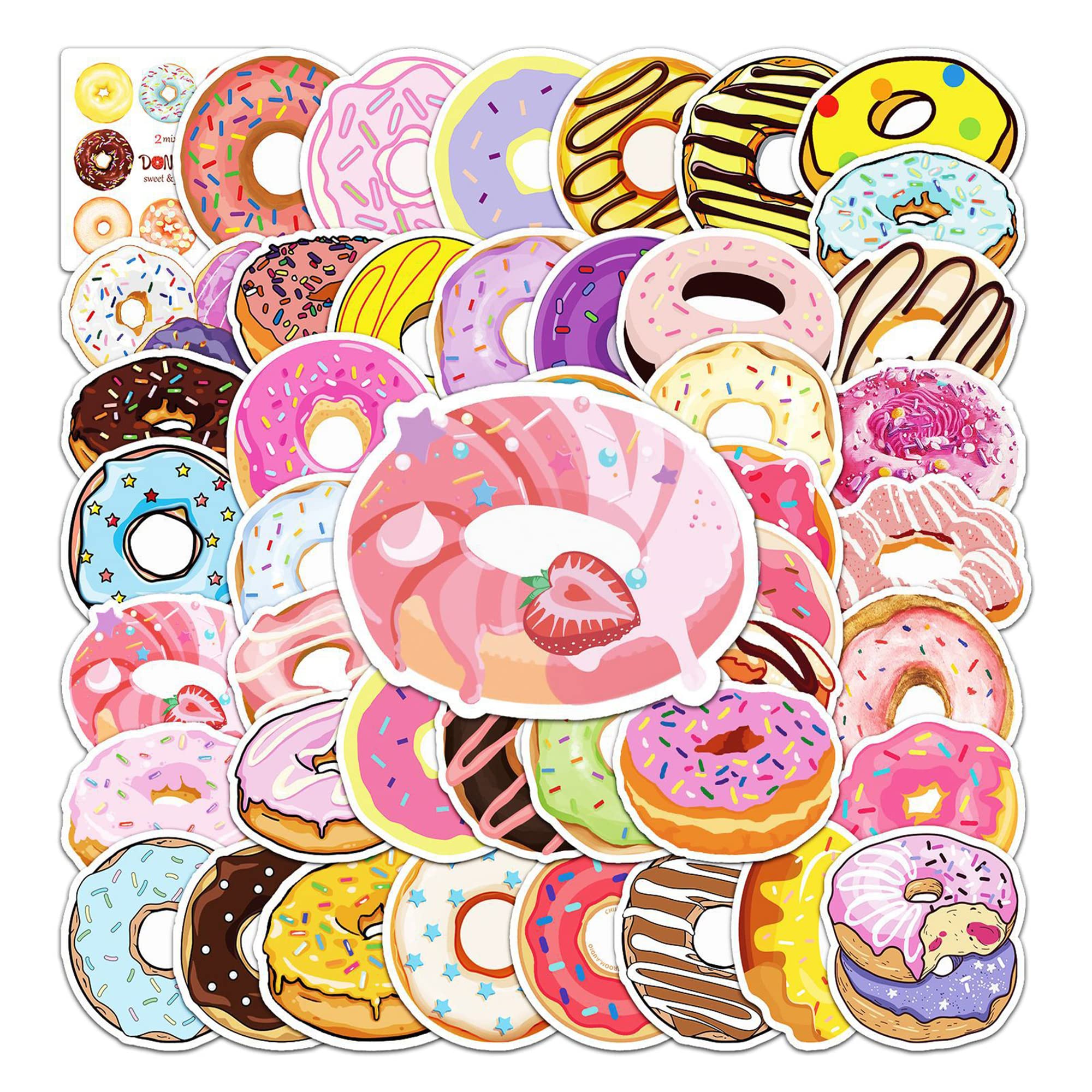 Amazon.com: Doughnut Stickers, Donut Stickers, 50PCs Pack, Snack Sweet ...