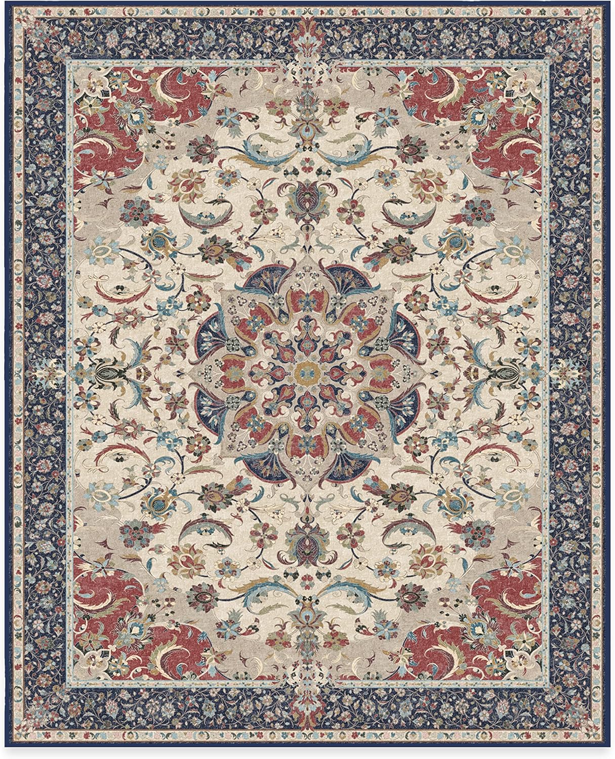 Amazon.com: Ruggable Washable 8x10 Large Area Rug, Sima Royal Blue ...