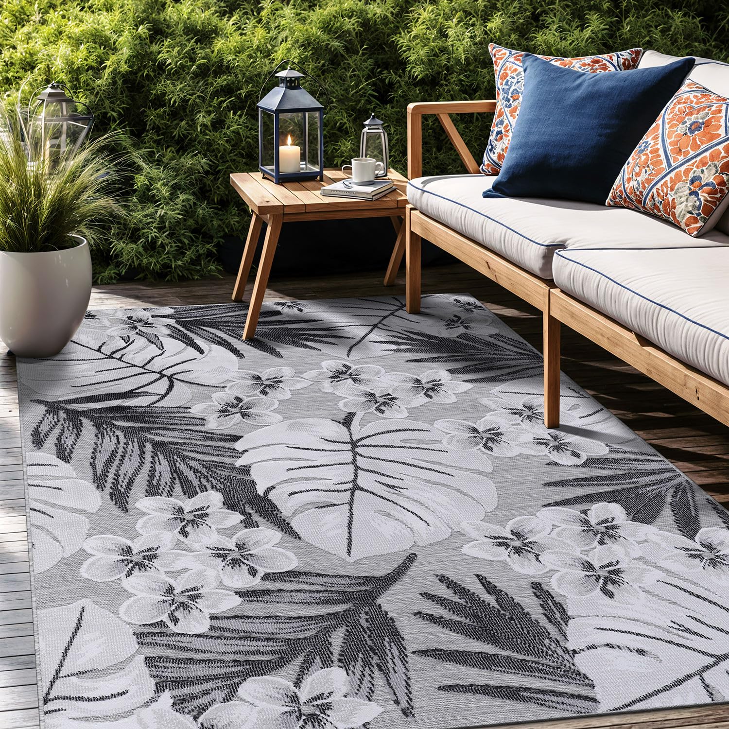 Amazon.com: LuuL Home Floral Indoor Outdoor Rugs 8x10 Large Area Rug ...