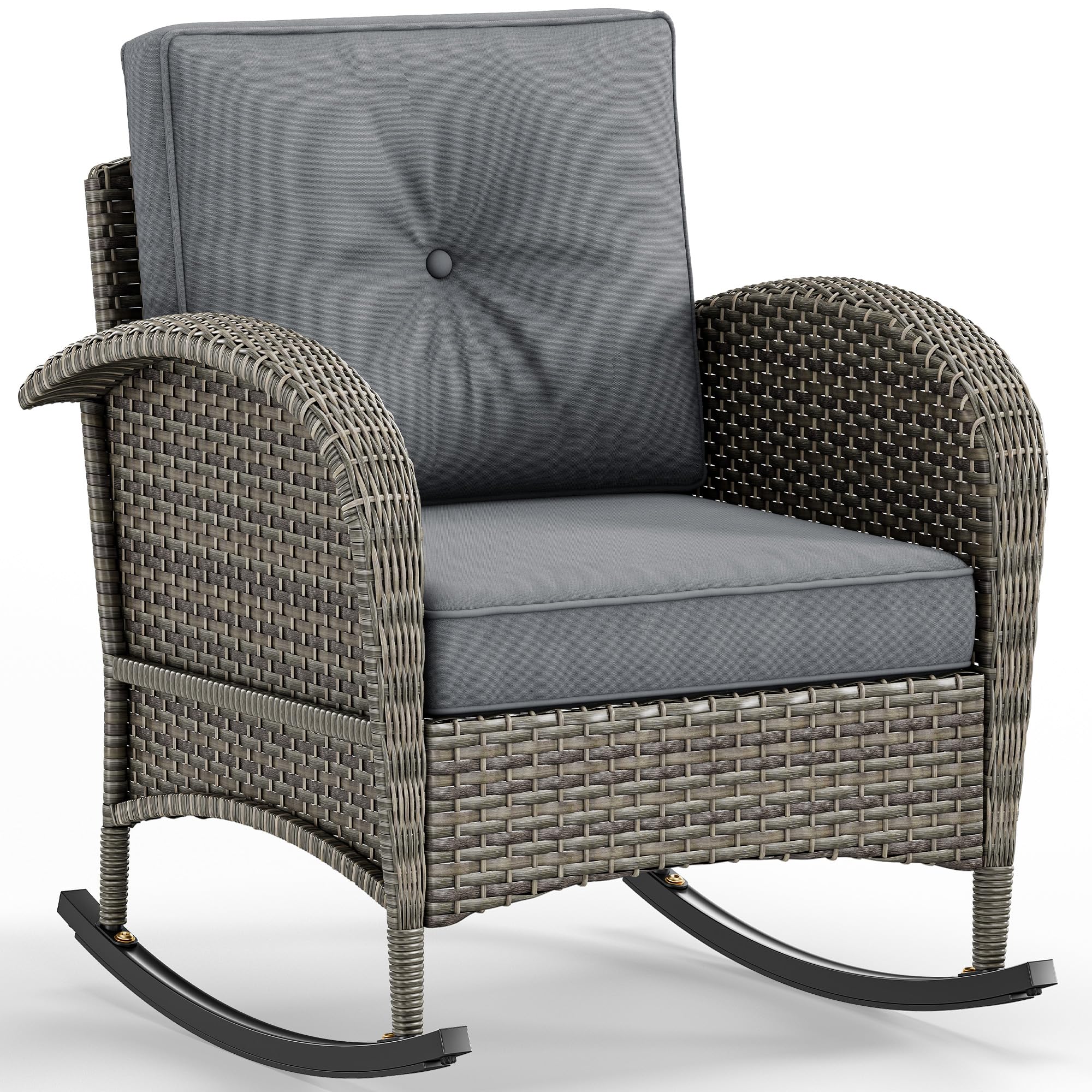 Amazon.com : YITAHOME Wicker Rocking Chair, Outdoor Patio Rocking Chair ...