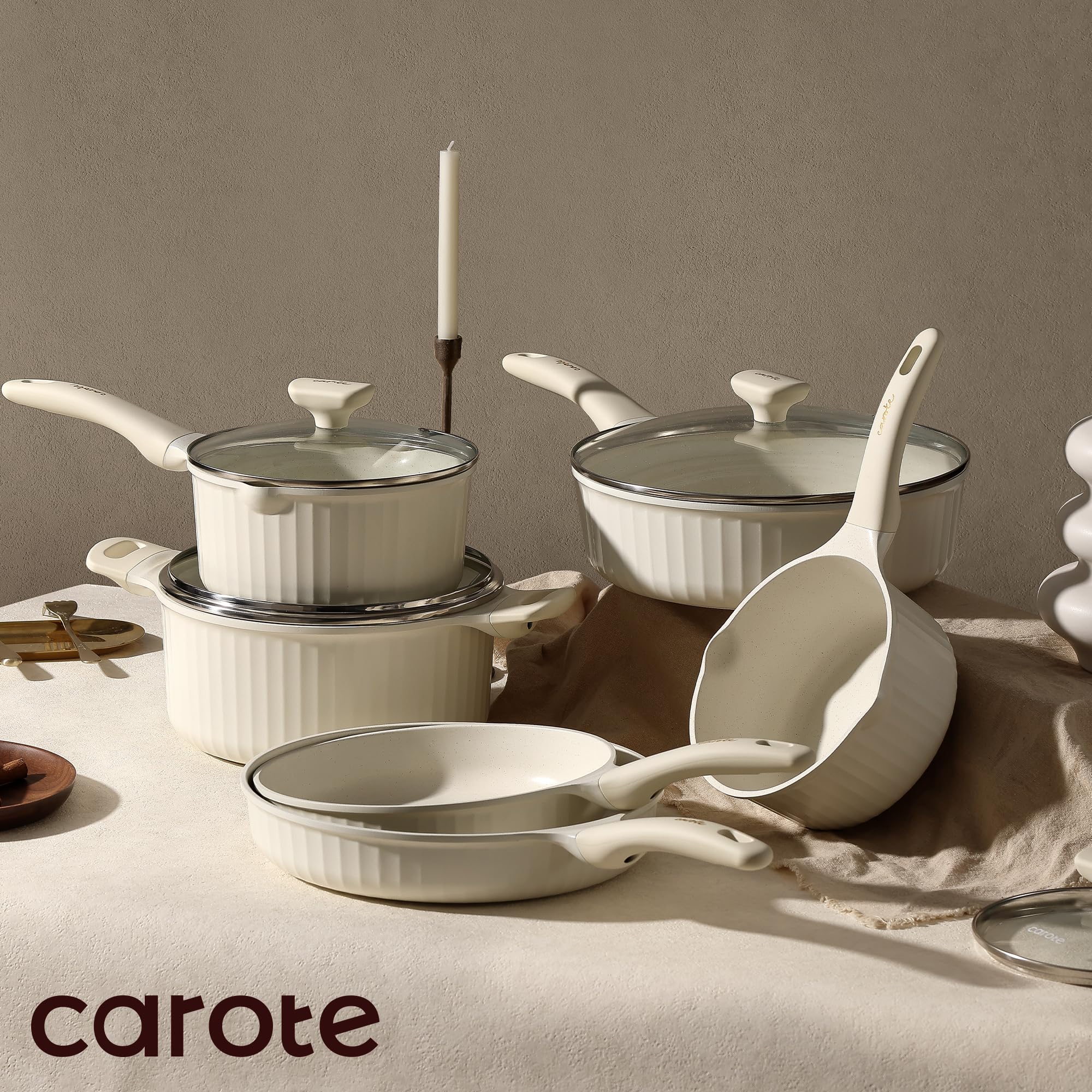 CAROTE 12pcs Pots and Pans Set Non Stick, Nonstick Kitchen Cookware ...