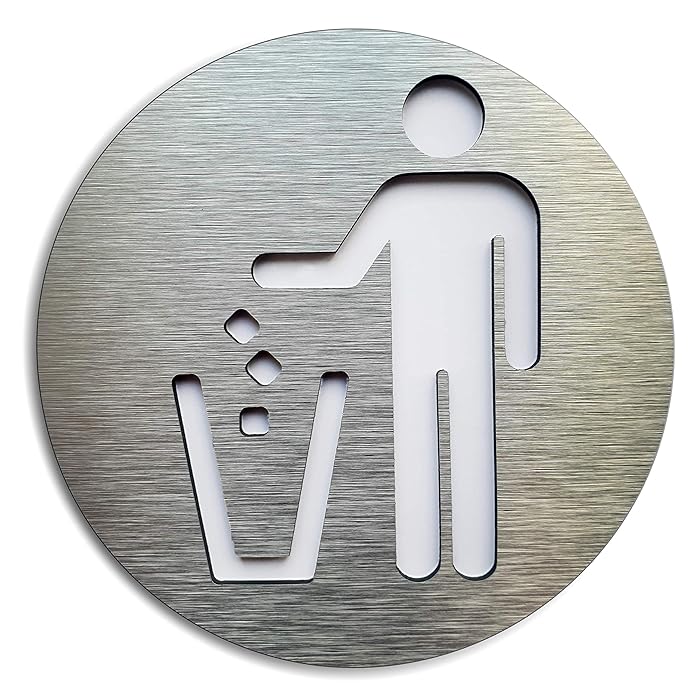 Buy BSYDESIGN Aluminium Gold Recycle bin sign - Modern square trash ...