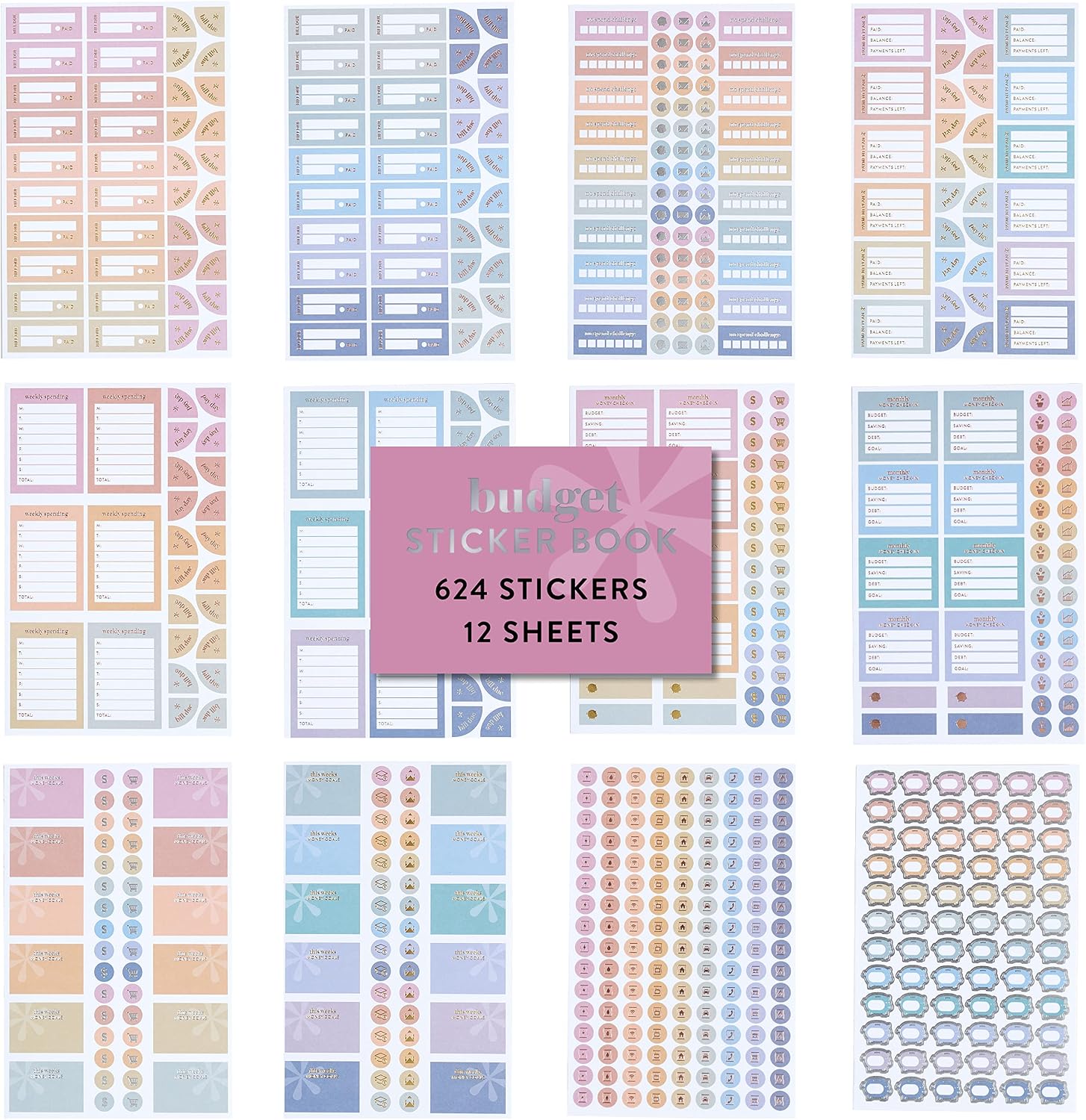 Functional Sticker Book - Budget. 12 Mixed Metallic Sheets, 624 Total ...