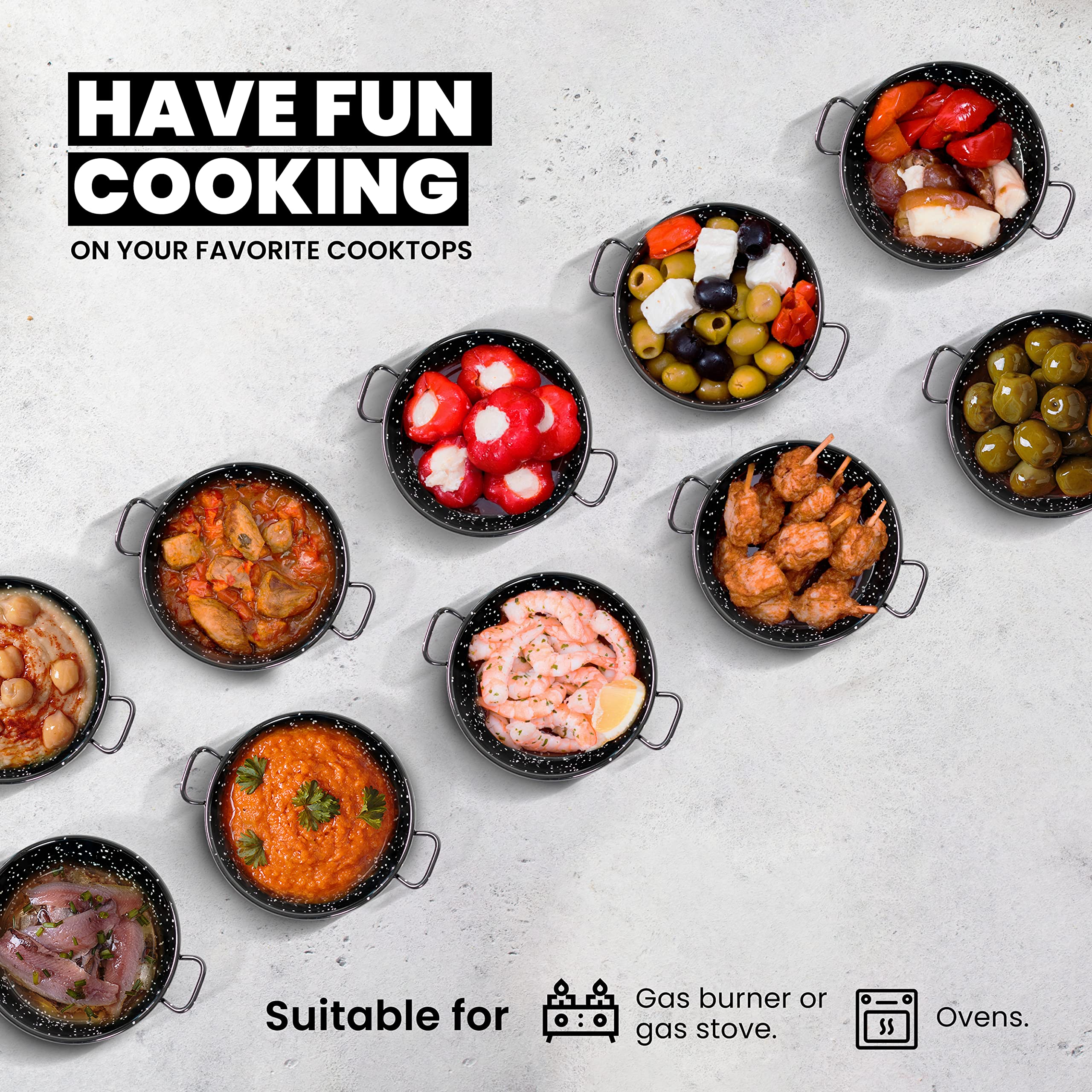 Snapklik.com : Enameled Tapas Pan Set Nonstick Frying Pan Perfect For ...