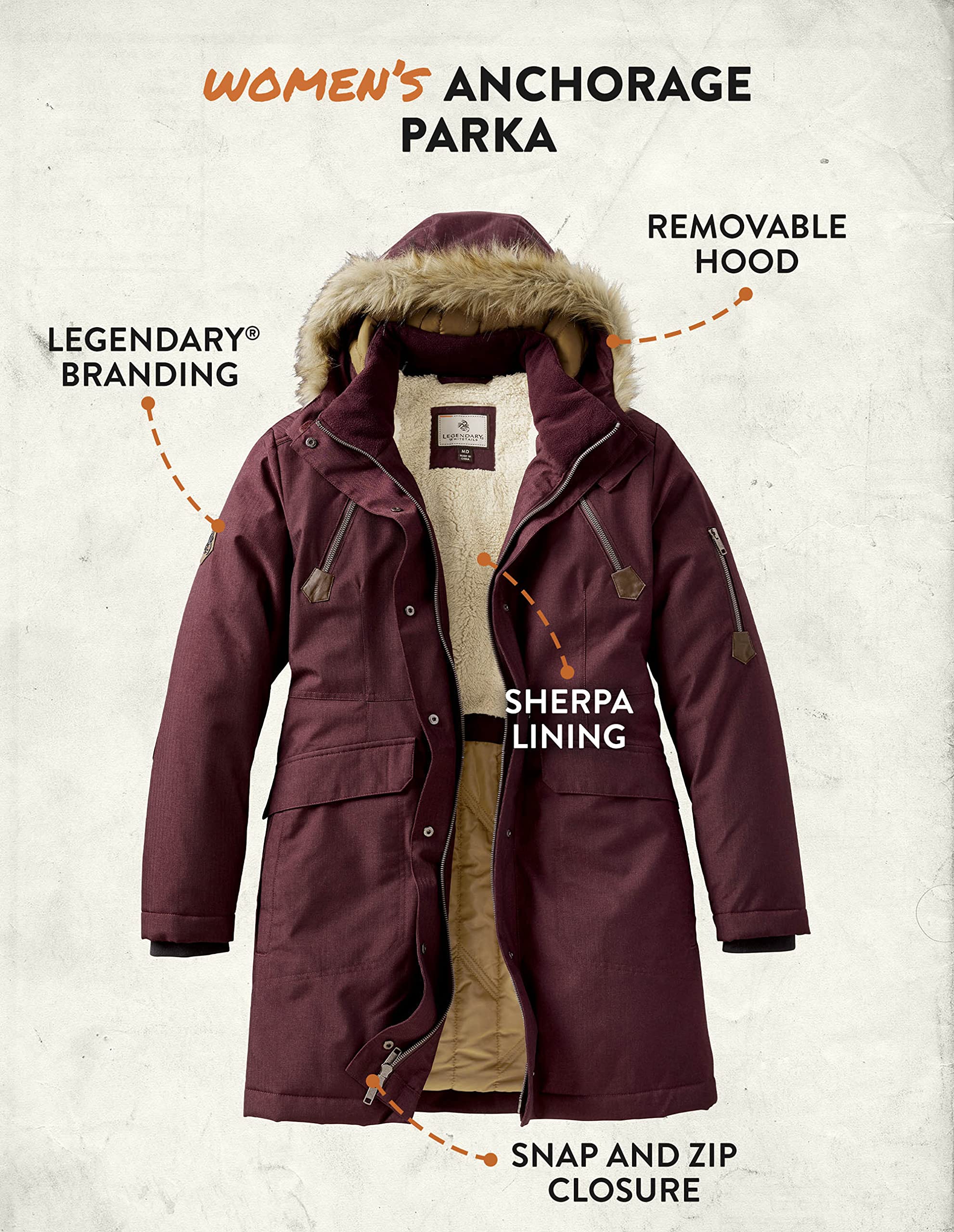 Legendary Whitetails Women's Anchorage Parka, Rusty Maroon, X-Large