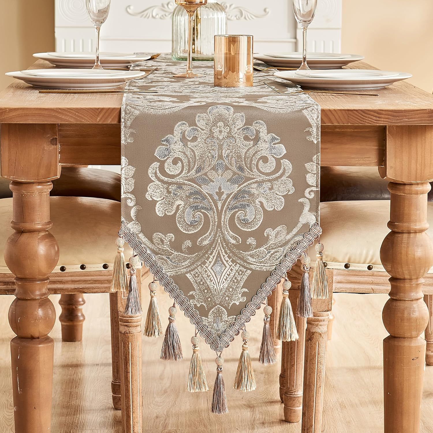 Amazon.com: Loom and Mill Luxury Table Runner for Home Decor, Jacquard ...