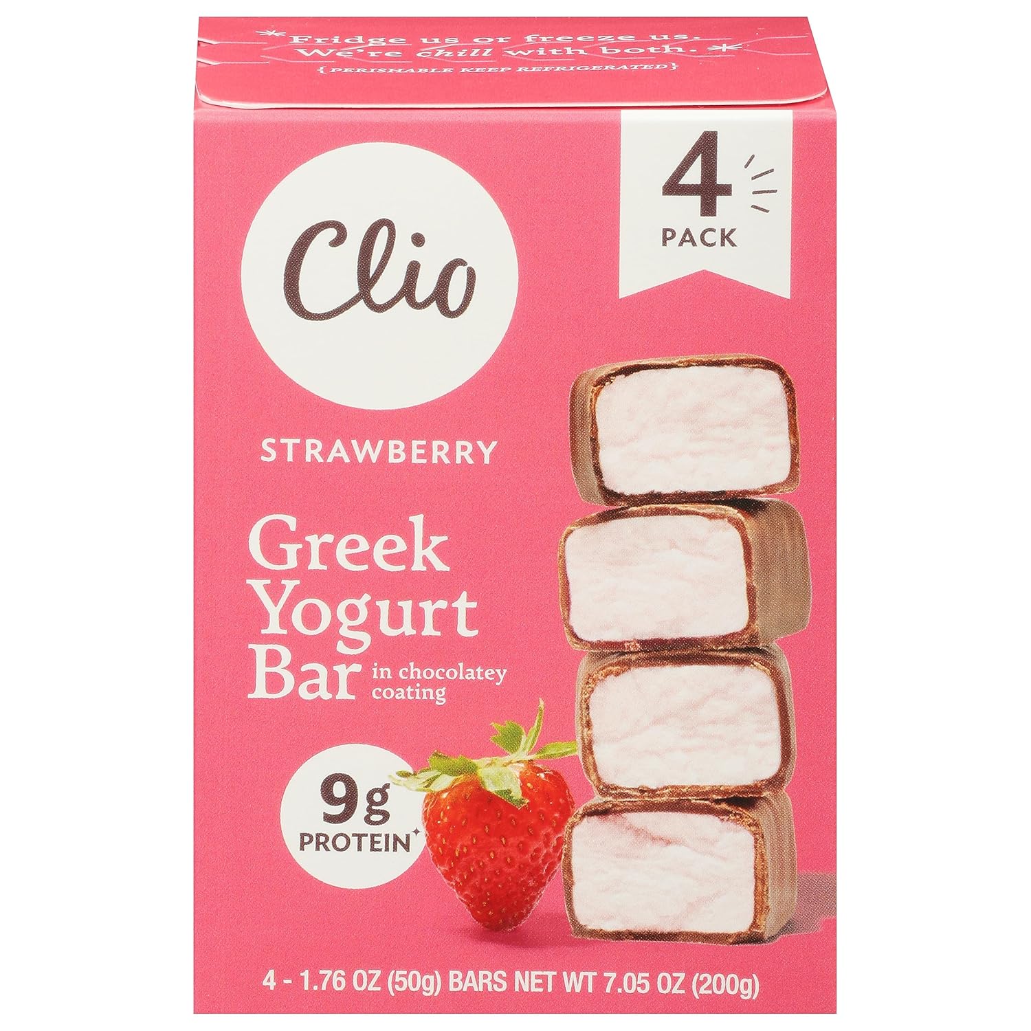 Amazon.com: Clio, Greek Yogurt Bars Dark Chocolate Strawberry, 4 Bars ...