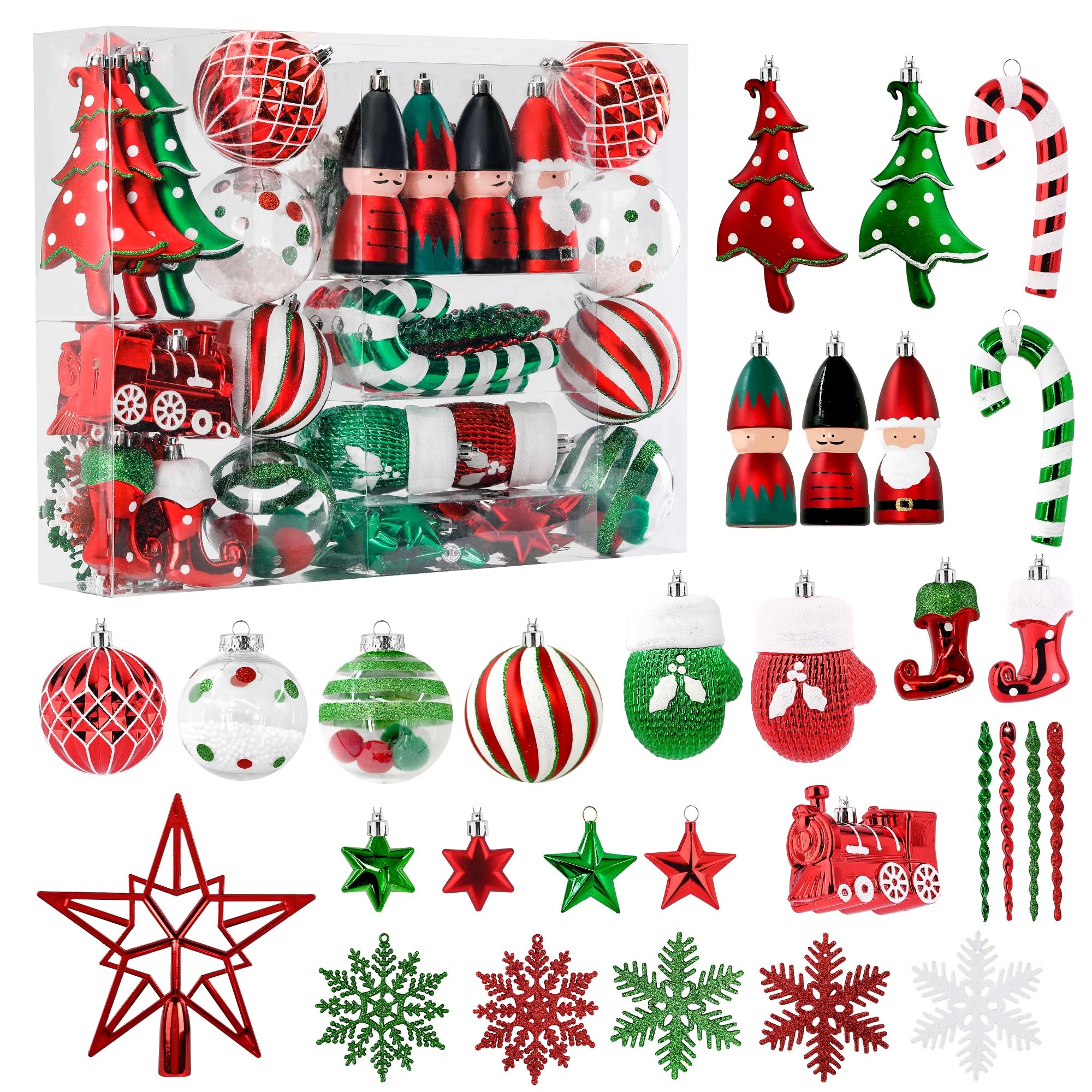 Amazon.com: Alupssuc 95pcs Christmas Ornaments Bulk, Red and Green ...