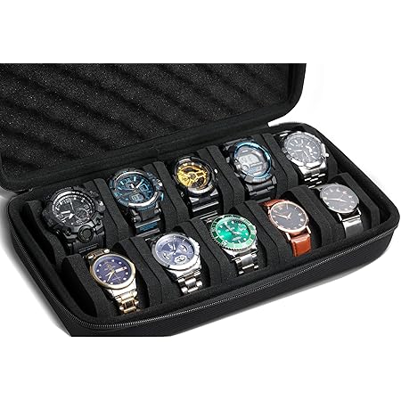 Amazon.com: RIGICASE 10 slots watch travel case, Hard Portable watch ...