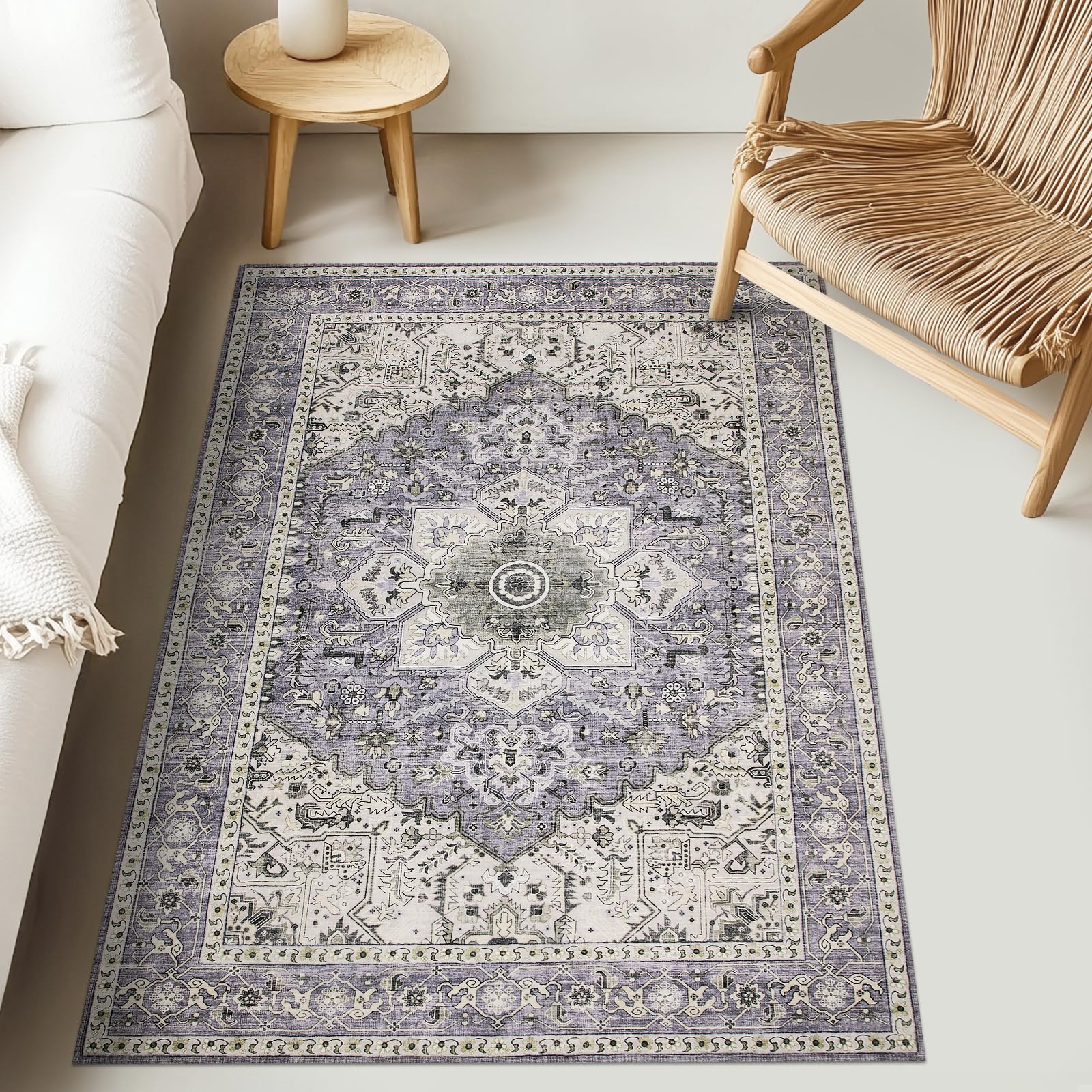 Amazon.com: PURRUGS Vintage Farmhouse Boho Throw Rug 3x5 ft, Non-Slip ...