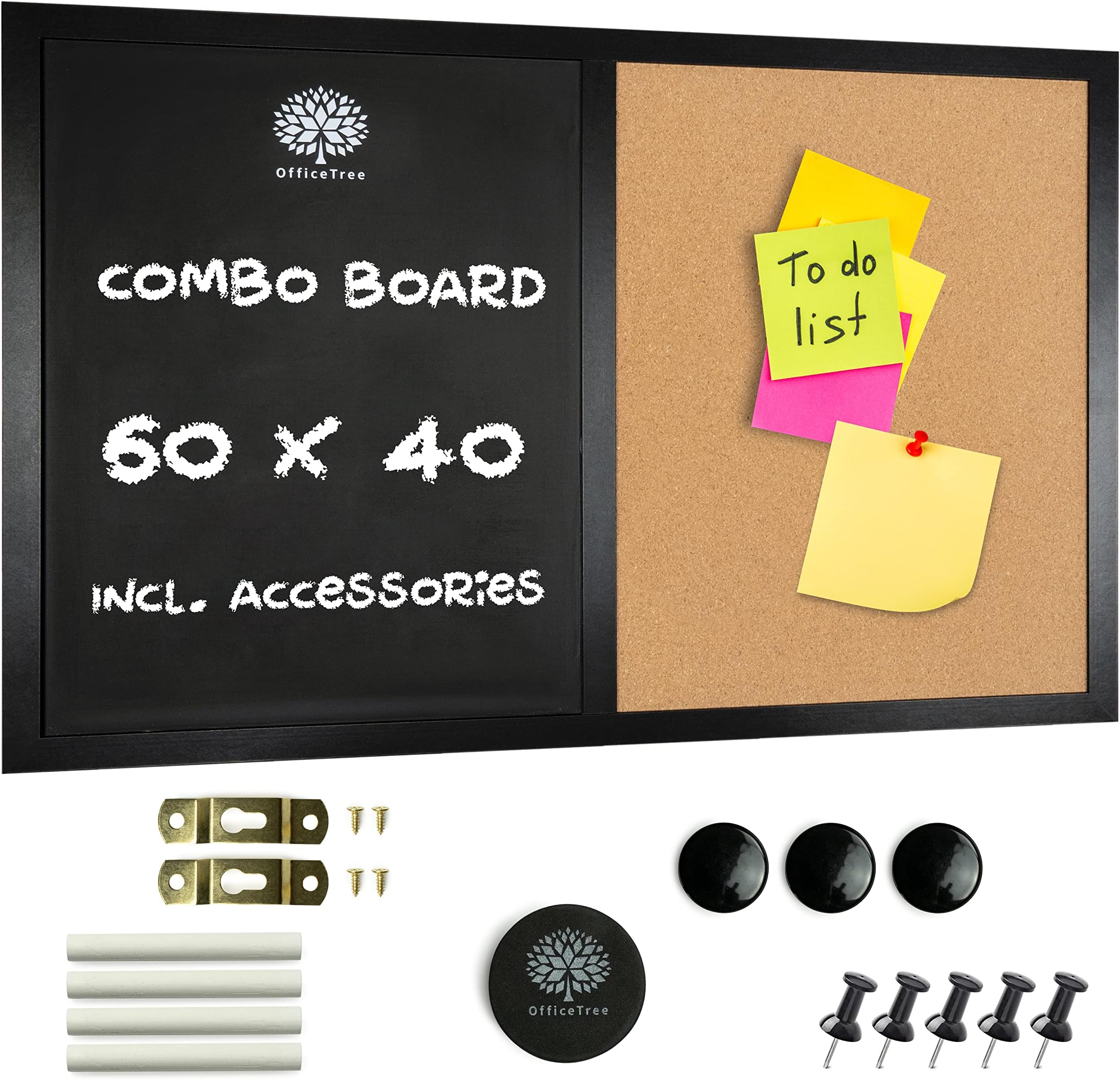 OfficeTree 2 in 1 Notice Boards for Home - 24x16 Inches - Cork Notice ...