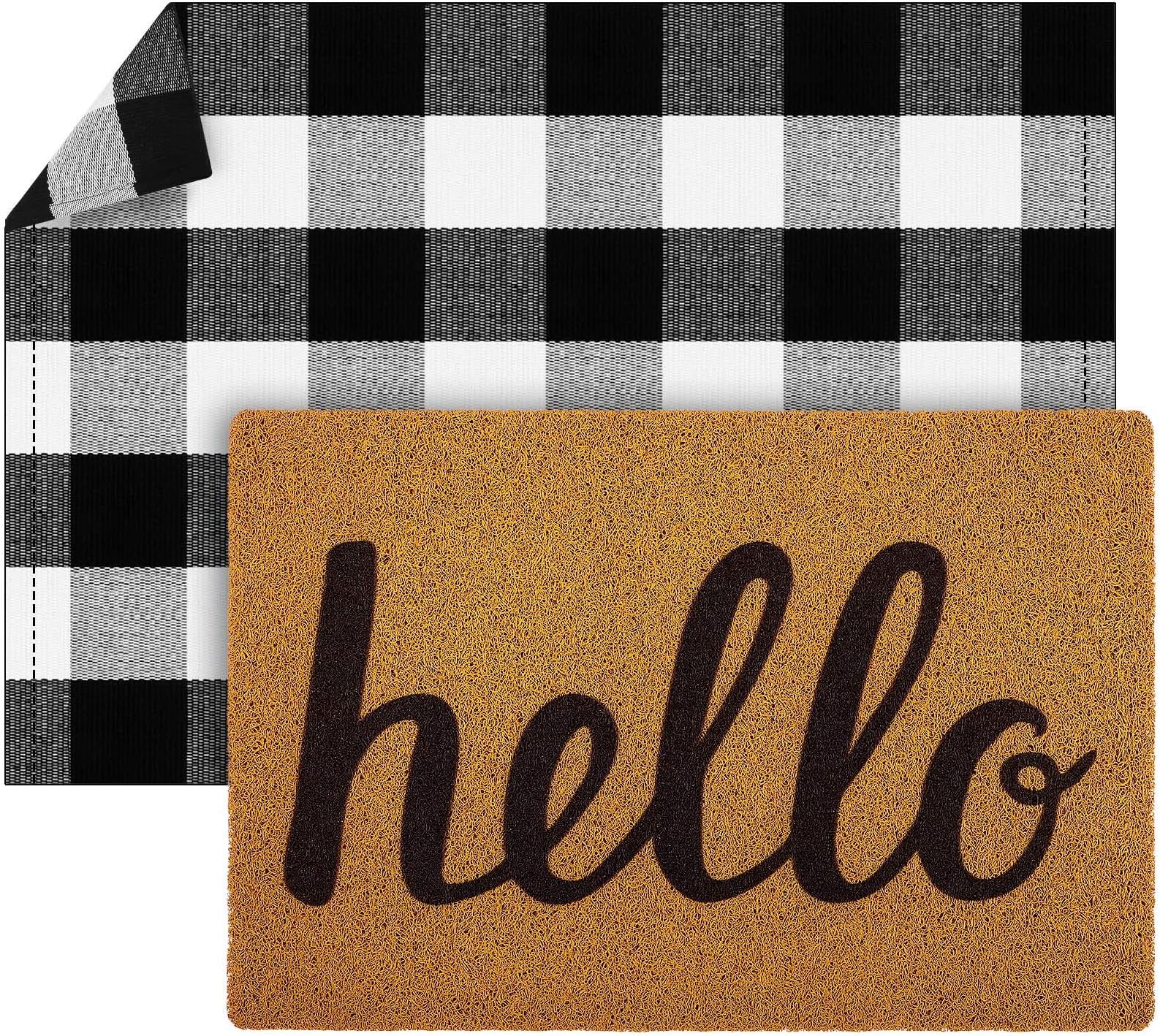 Amazon.com: 2PCS Front Porch Decor Mats, Hello Door Mat and Buffalo ...