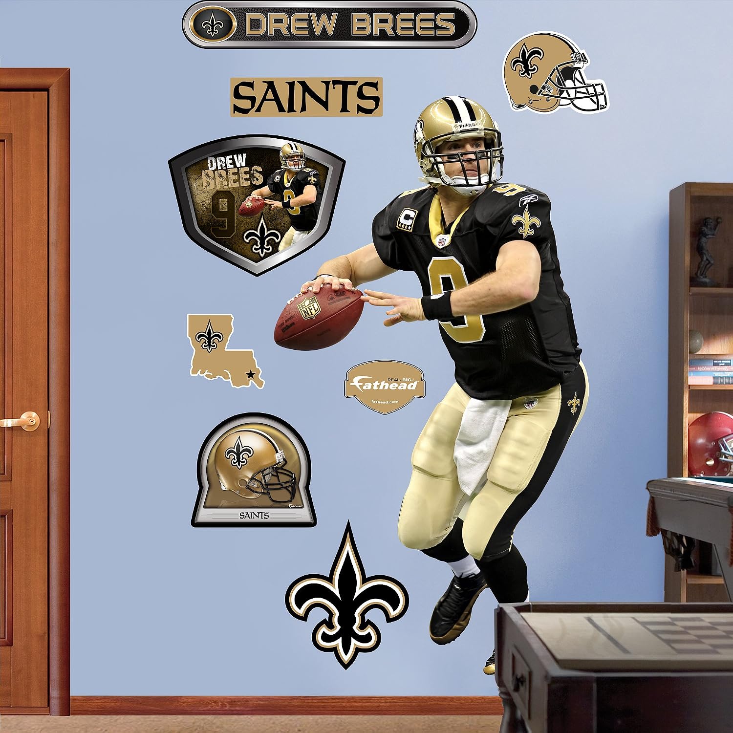 Amazon.com: Fathead New Orleans Saints Drew Brees Player Wall Graphic ...