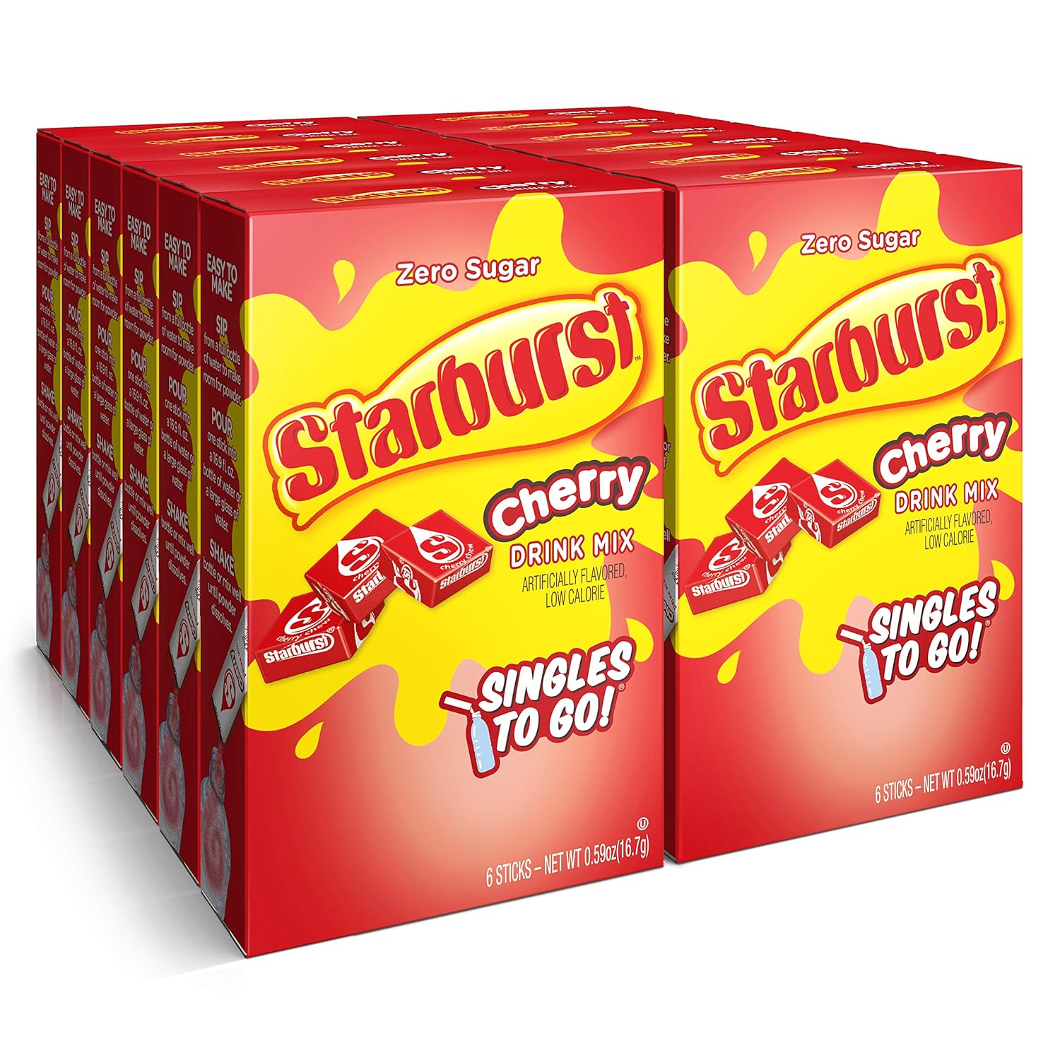Amazon.com : Starburst Singles To Go Powdered Drink Mix & Just Add Water -12 Boxes with 6 ...