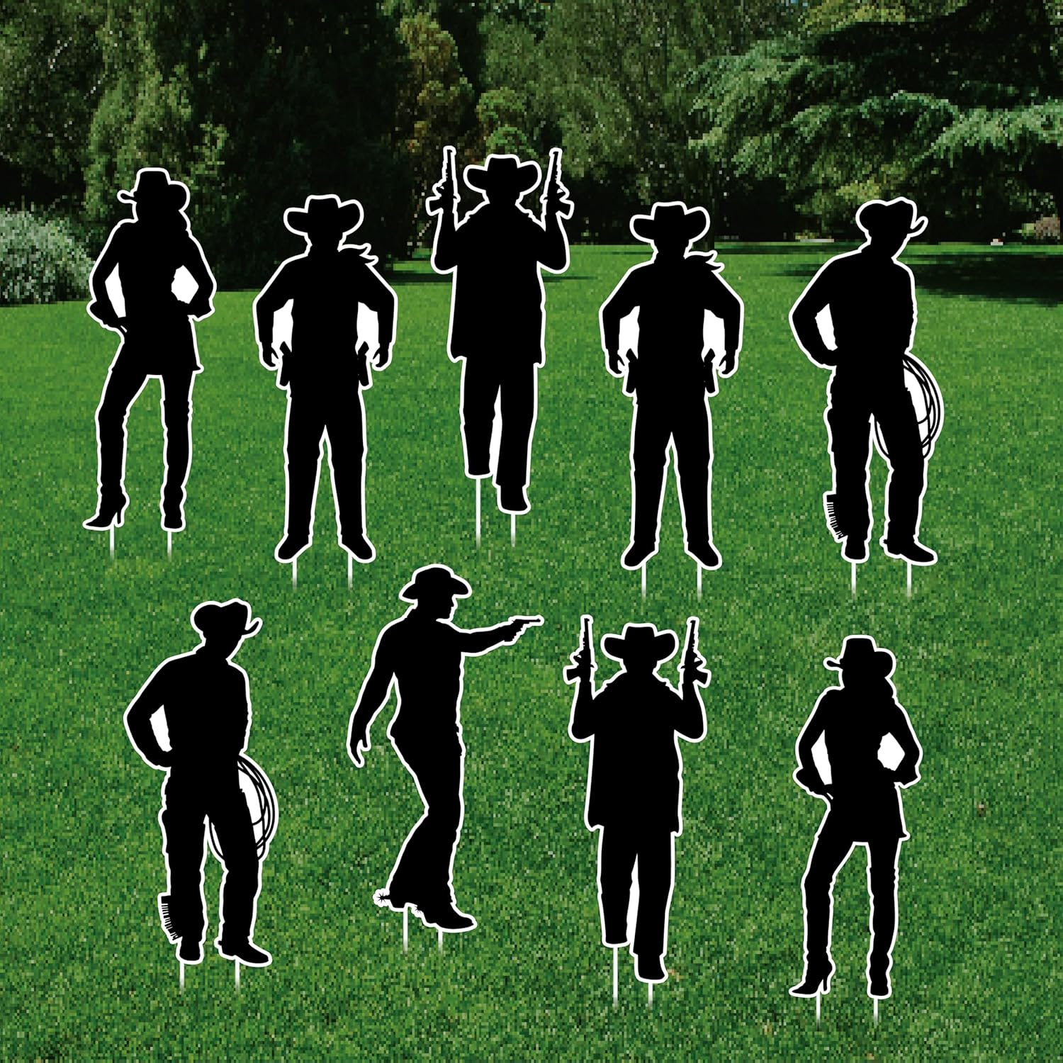 Amazon.com : Cowboy Silhouettes Yard Sign Cutouts, Western Theme Party ...