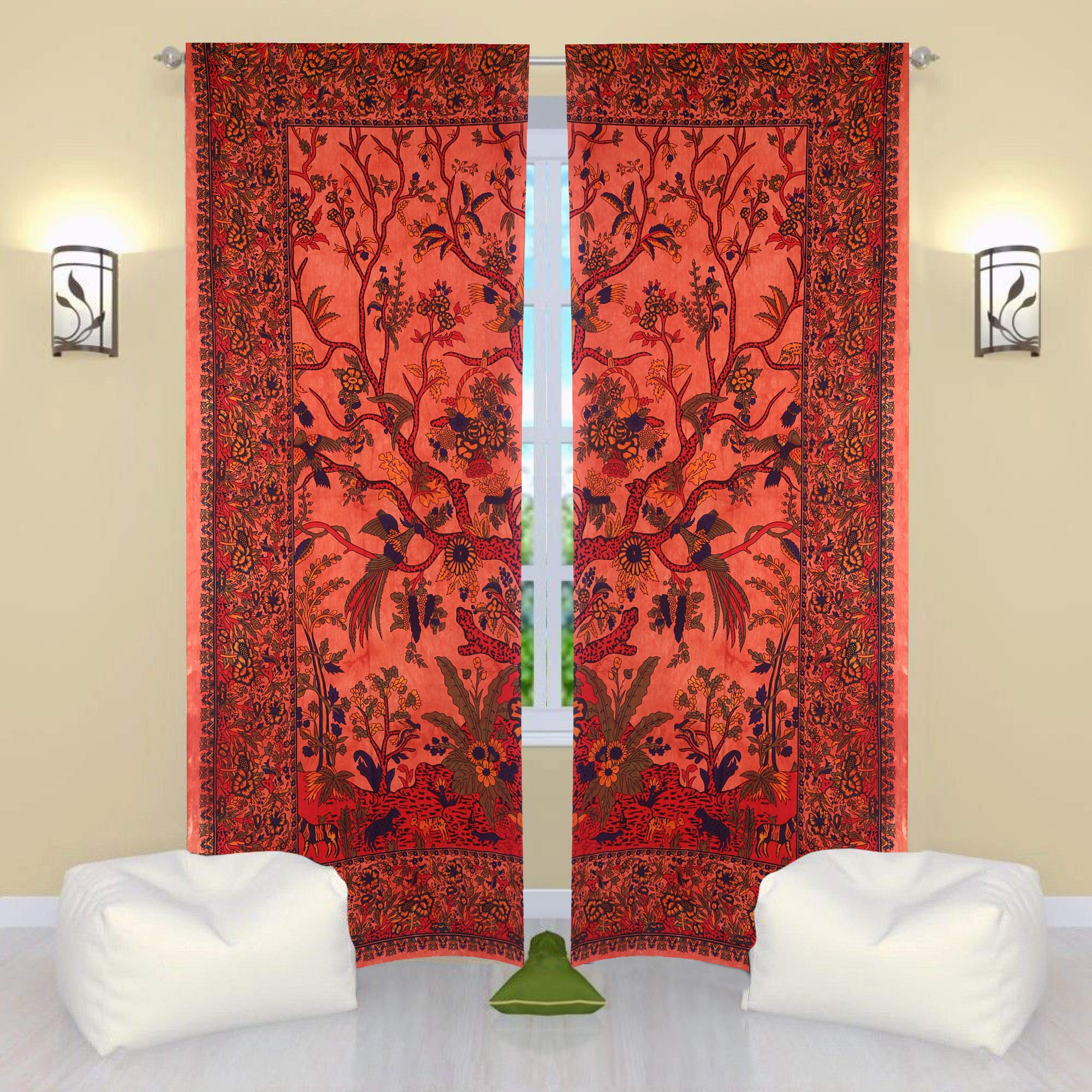 Amazon.com: THE ART BOX Tapestry Curtains for Windows Forest Indian ...