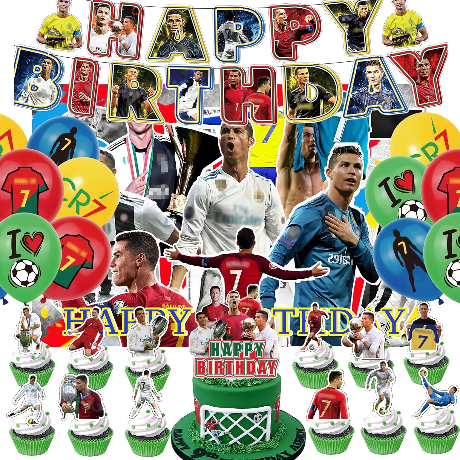 Soccer Birthday Party Decorations CR7 Soccer Star Theme Party Supplies ...