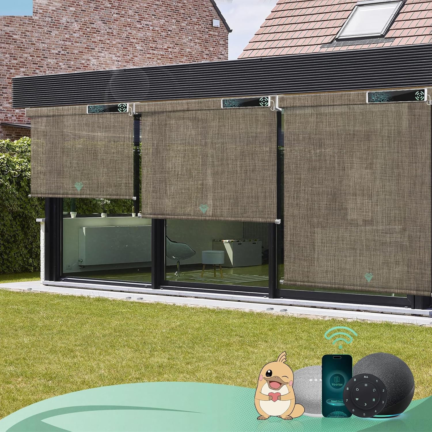 Amazon.com: Yoolax Motorized Outdoor Shades Smart Retractable Patio Screens Compatible with ...