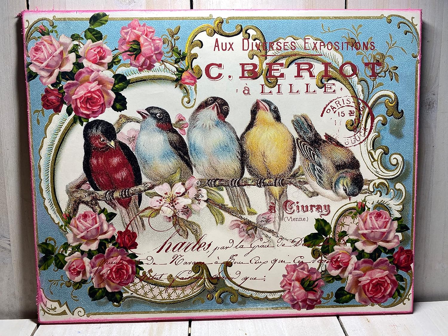 Amazon.com: Shabby Chic Bird Sign - French Victorian Birds Pink Roses ...