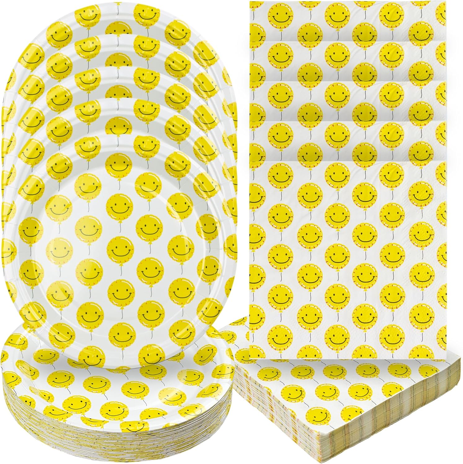 Amazon.com: Yellow Smiley Face Plates And Napkins Party Supplies ...