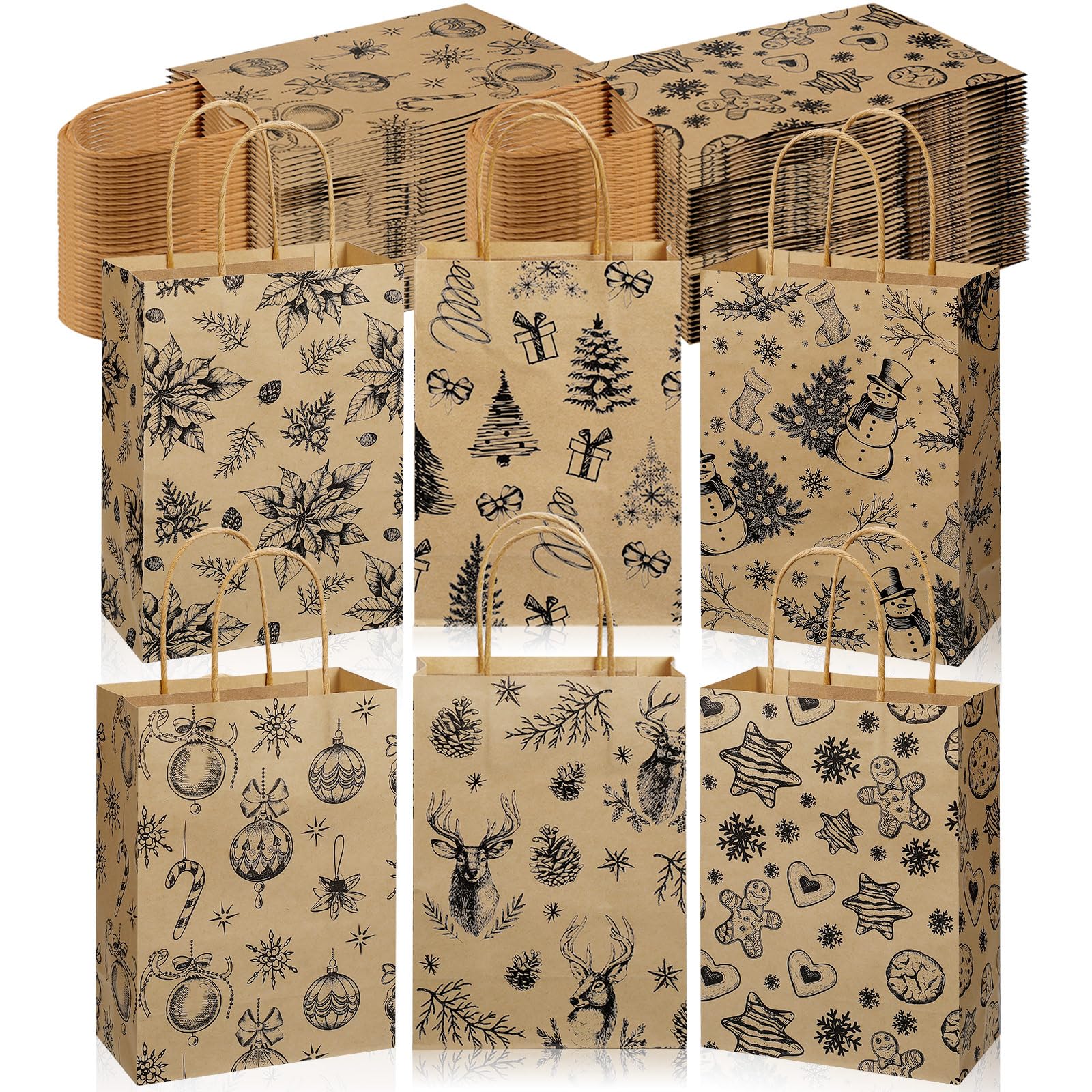 Amazon.com: Kolldenn 36 Pcs Vintage Christmas Paper Bags Retro ...