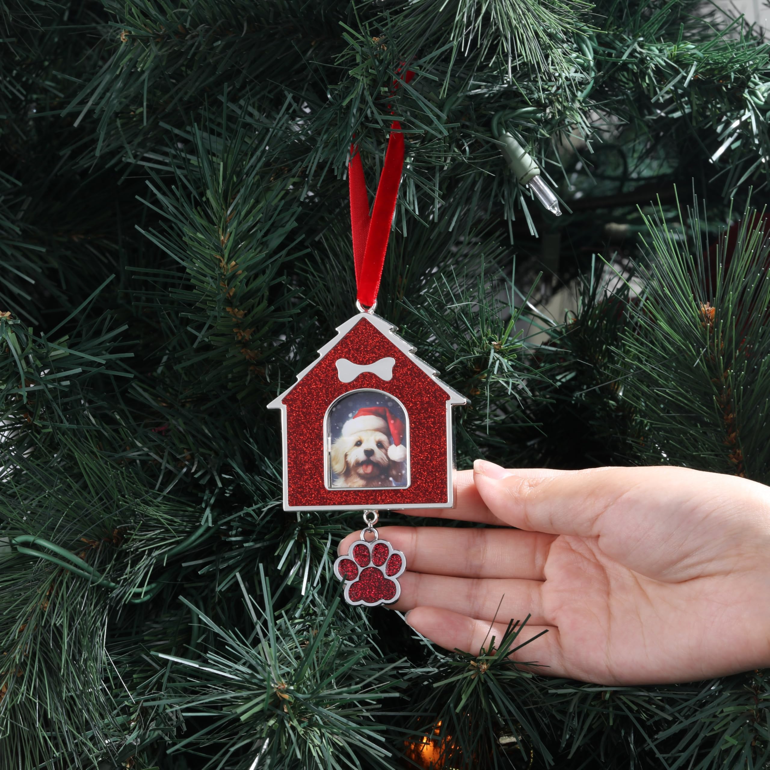 Amazon.com: Christmas Ornament Metal Dog Ornament for Christmas Tree ...