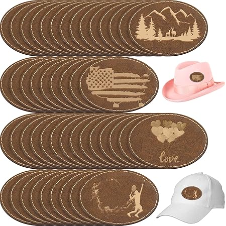 Amazon.com: 30 Pcs Blank Leather Hat Patches with Adhesive Round ...