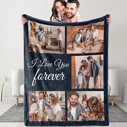 Amazon.com: DIYKST Custom Blankets with Photos and Text Customized 5 ...
