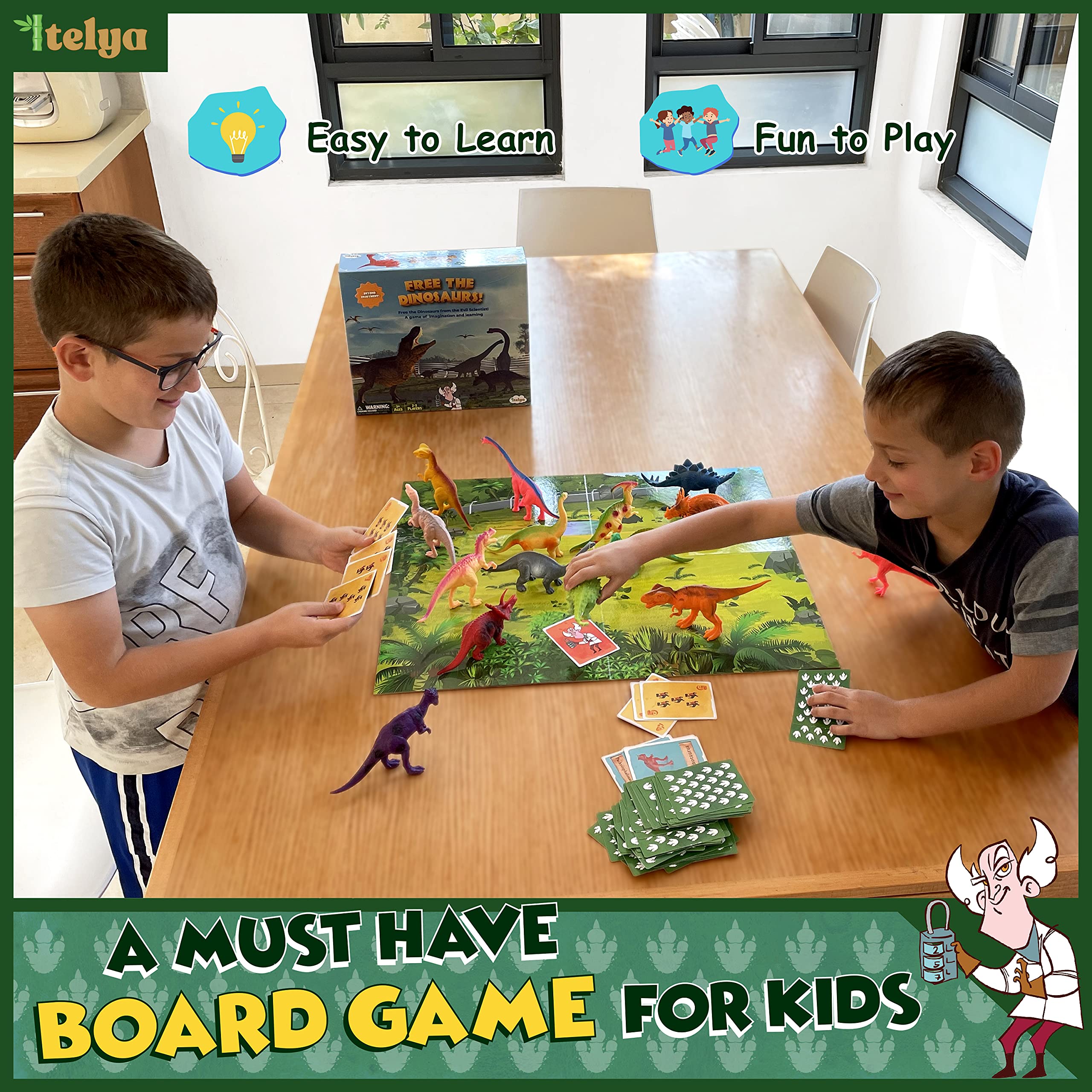 Buy Itelya Free The Dinosaurs! – Dinosaur Board Game, 15 Dinosaur ...
