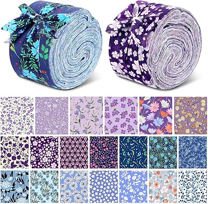 Amazon.com: Tatuo 80 Pcs Floral Jelly Fabric Strips 2.55" Roll Quilting ...