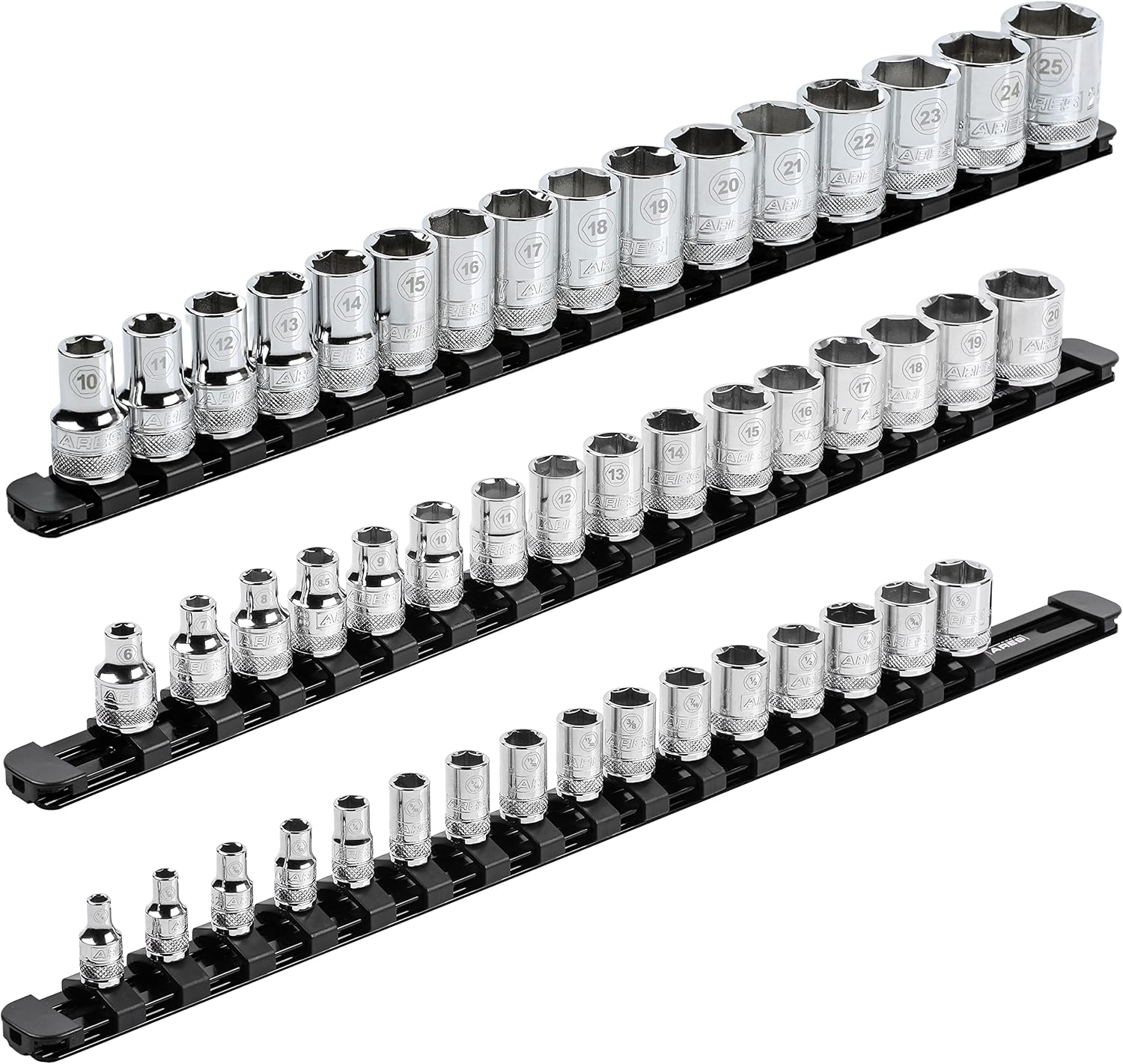Amazon.com: ARES 60123-3-Piece Black 17-Inch Aluminum Socket Rail Set ...