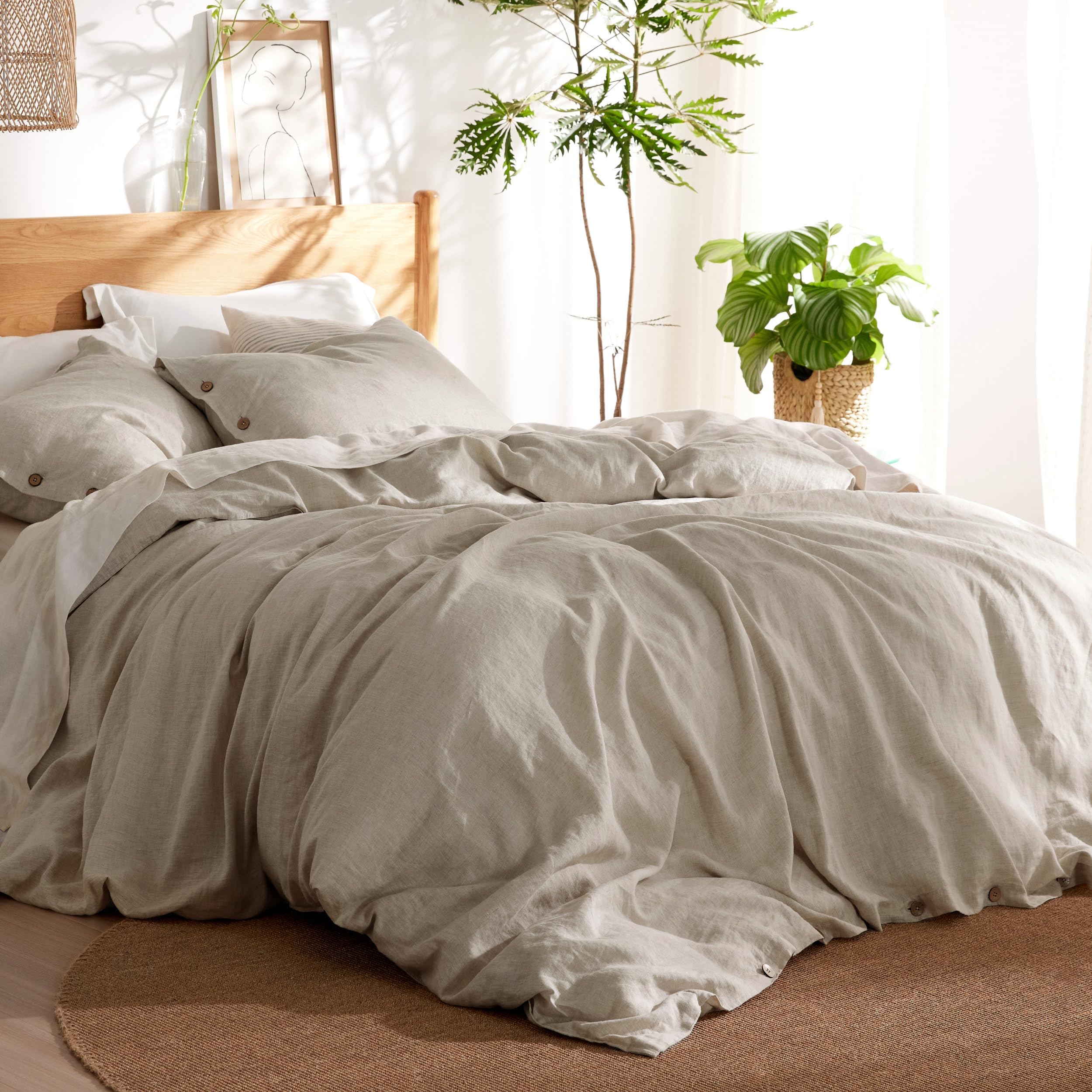 Amazon.com: Simple&Opulence 100% Linen Duvet Cover Set, 3 Pieces ...