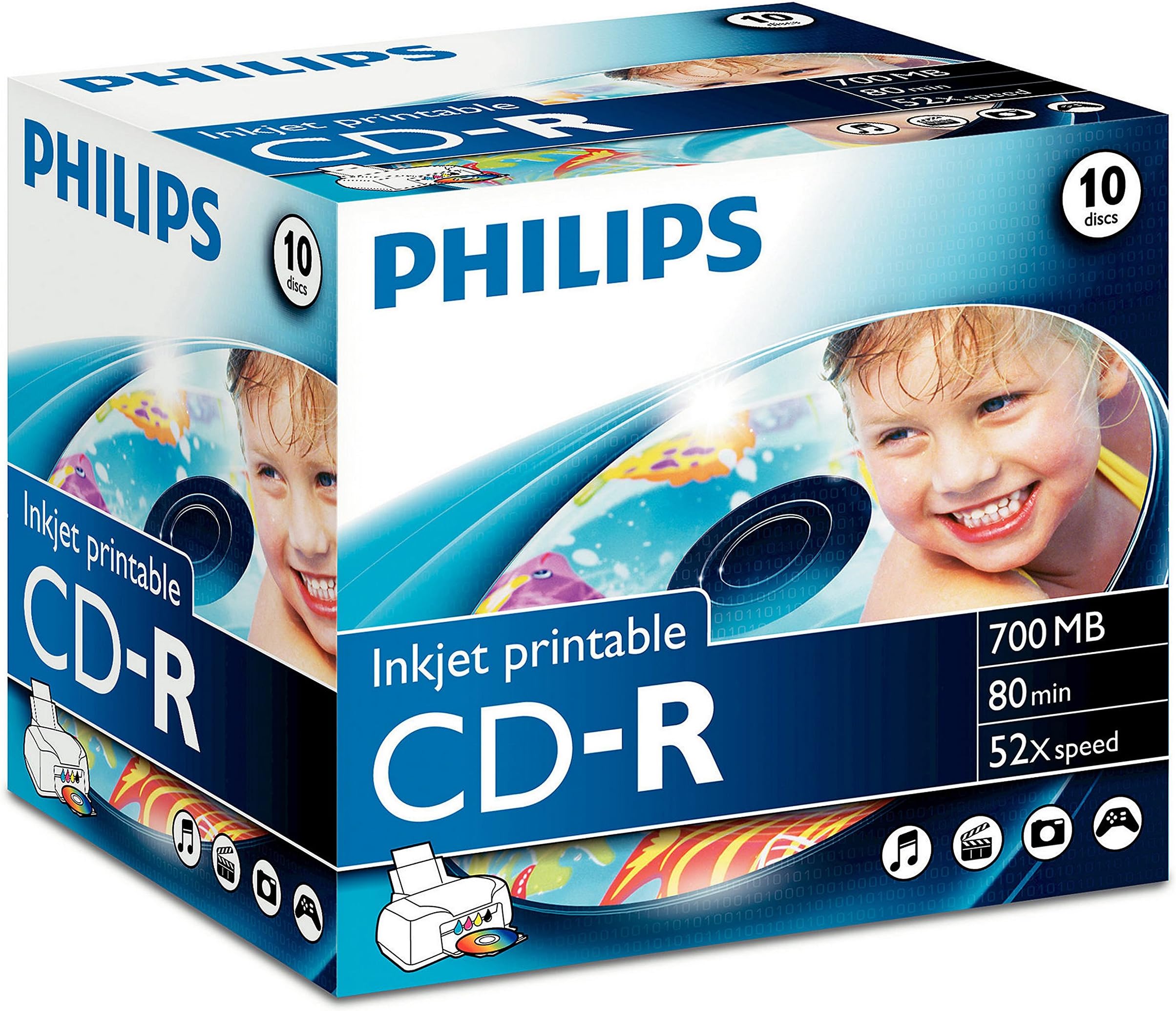 Philips - 10 x CD-R - 700 MB ( 80min ) 52x - printable surface - jewel ...
