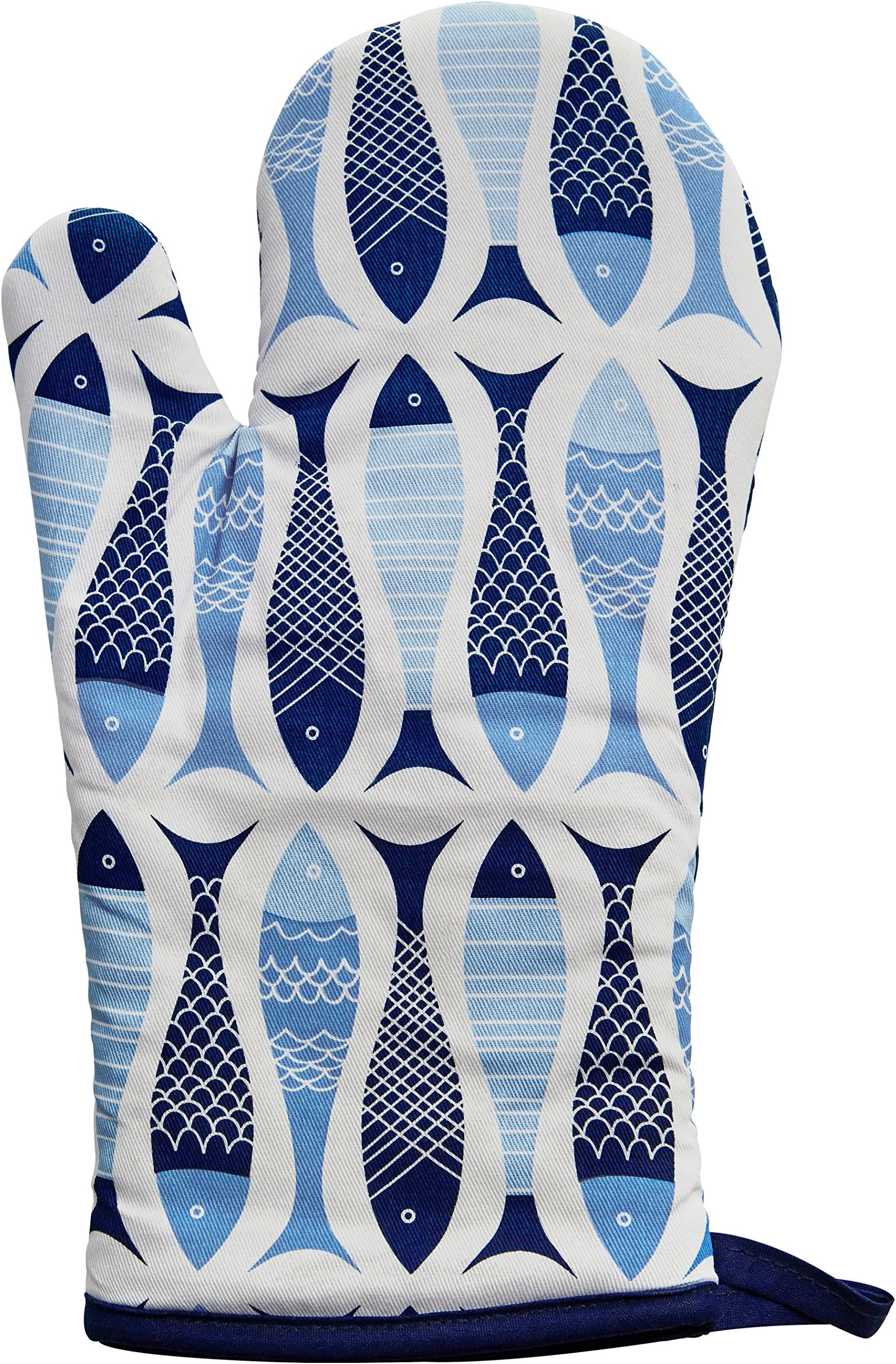 LAFFAIR Blue Oven Mitts Premium Non-Slip Blue Navy Blue Oven Gloves ...
