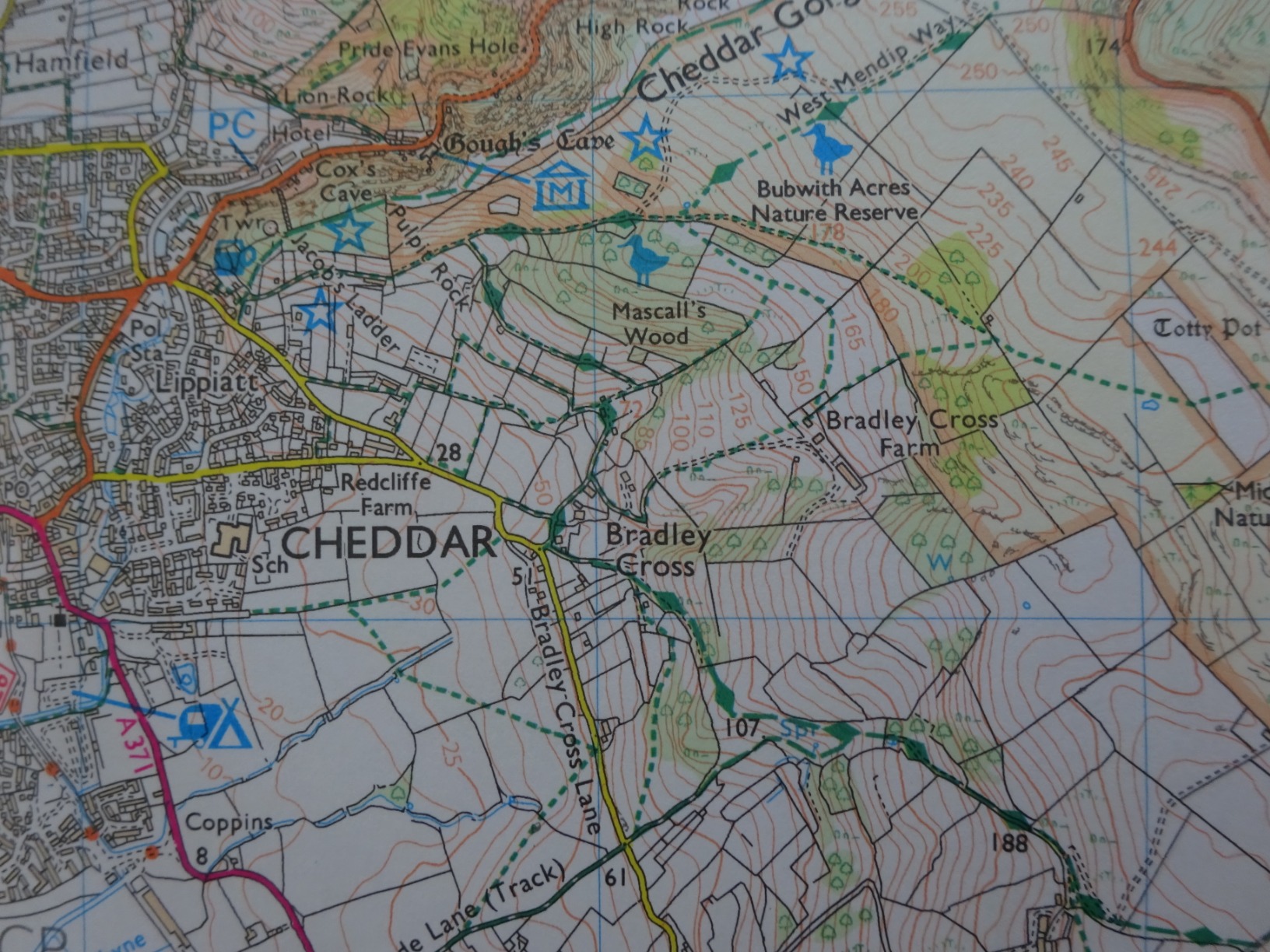 Cheddar Gorge & Mendip Hills West Map | Wells & Glastonbury | Ordnance ...