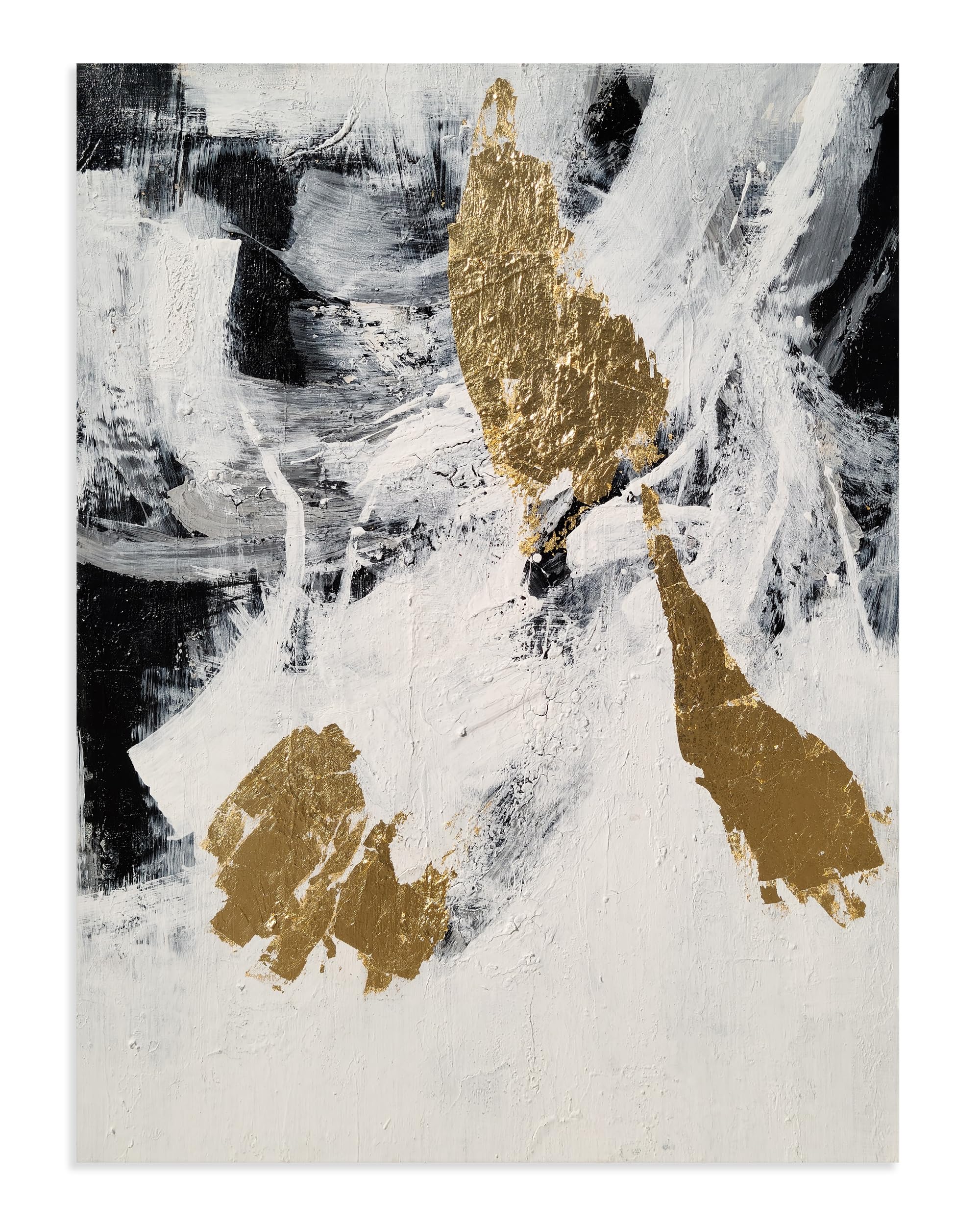 Amazon.com: RFDEPOT Abstract Wall Art - Black and White with Golden ...