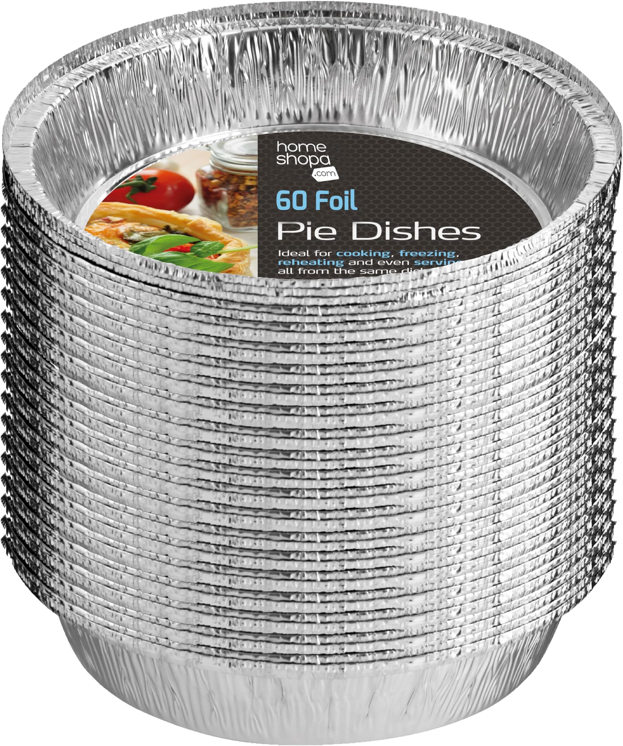 Homeshopa Aluminum Foil Pie Pan, 60 Pack Disposable Round Flan Trays ...
