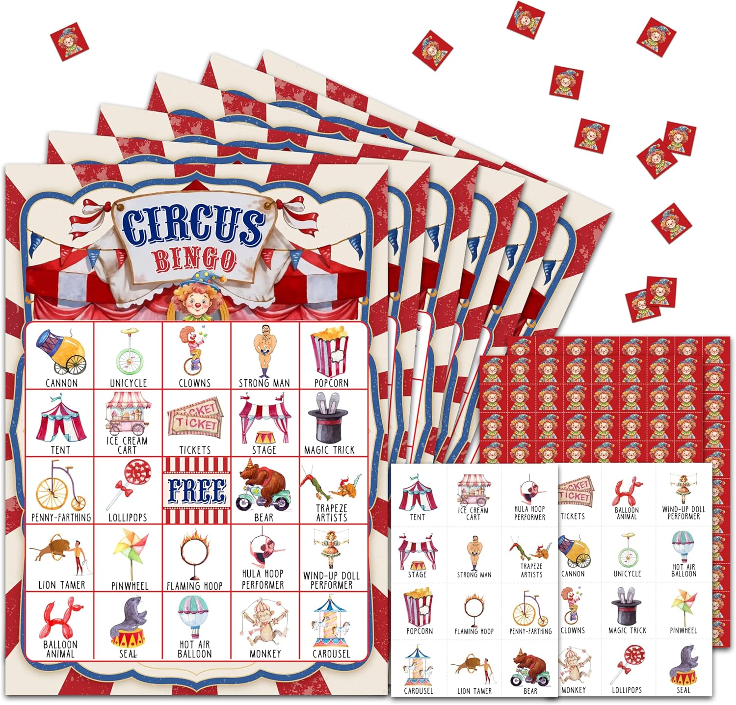 Amazon.com : HEZNZXQ Circus Bingo Party Game Cards, Circus Themed Bingo ...